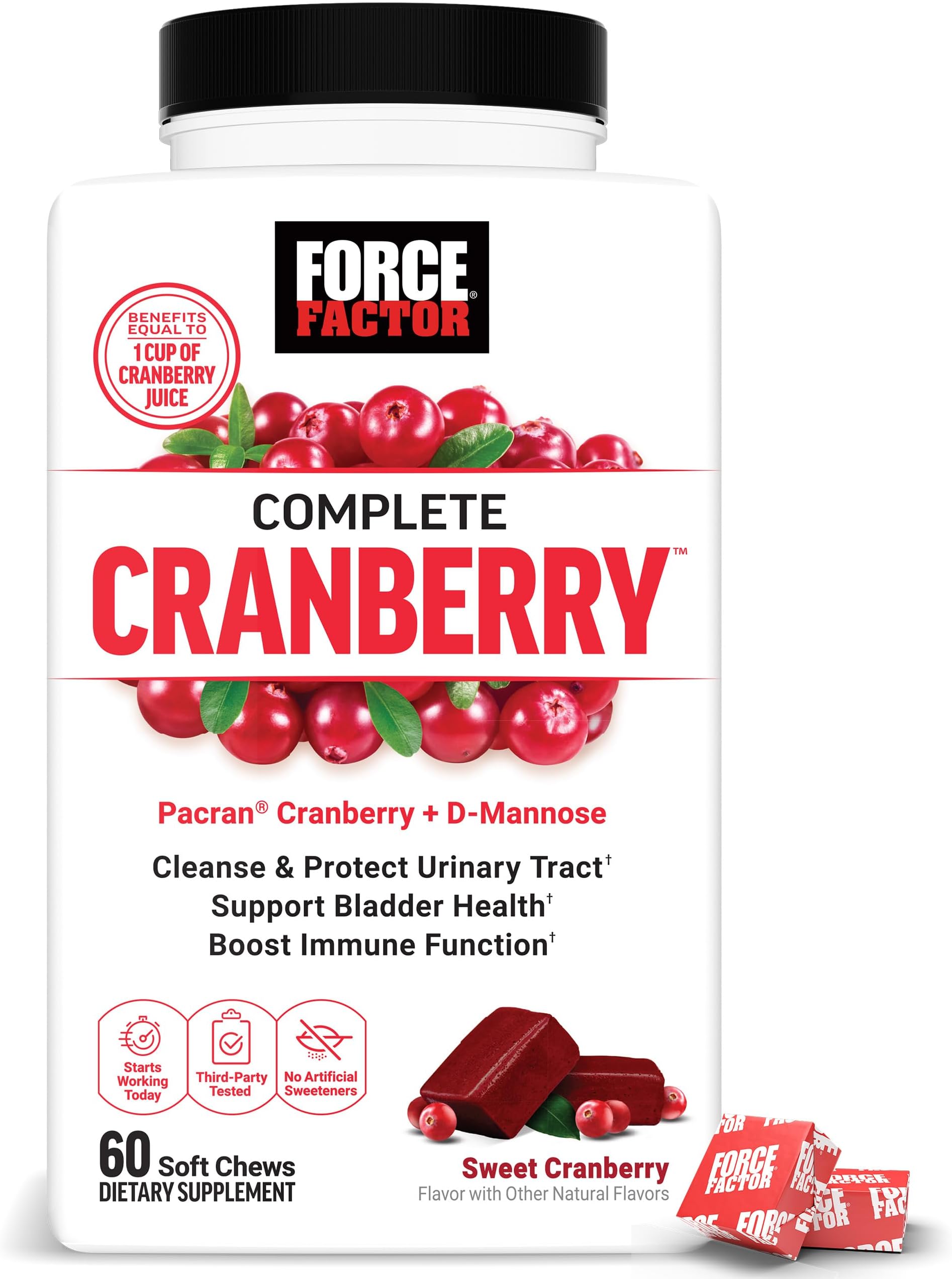 Amazon.com: FORCE FACTOR Cranberry Soft Chews, Cranberry Supplement ...