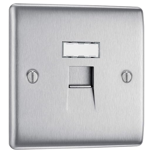 BG Electrical NBSRJ451-01 RJ45 Single Data Outlet, Brushed Steel ...