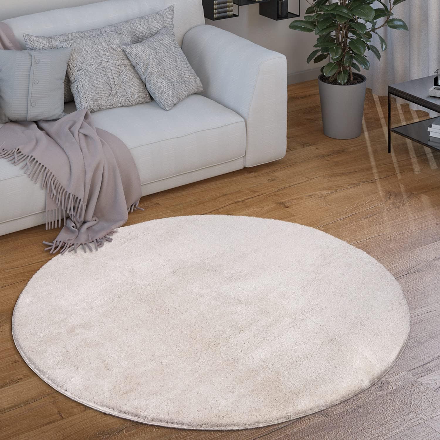 Amazon.de: Paco Home Teppich Rund Wohnzimmer Kinderzimmer Hochflor ...
