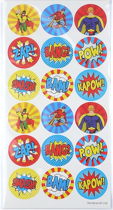 Henbrandt Large Superhero Stickers 180 Assorted Super Hero Boys Girls ...