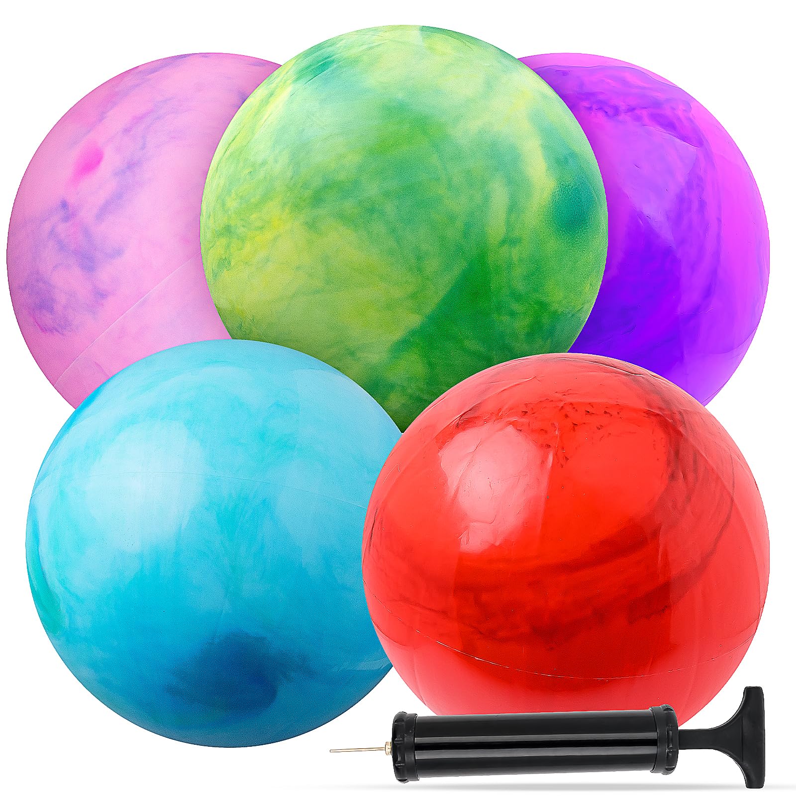 5 Pcs Fun Bouncy Balls, 18 InchRubber Inflatable Kick Ball Bouncing ...
