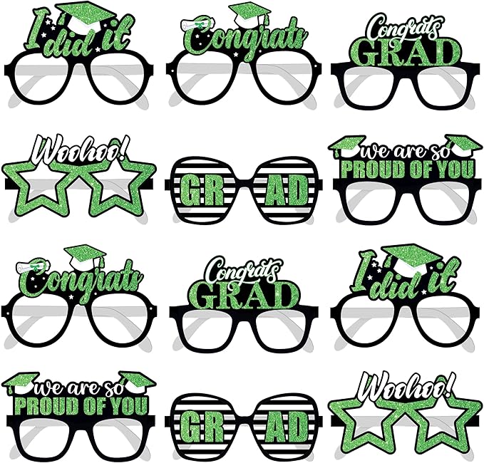 Amazon.com: KatchOn, Green Graduation Eyeglasses 2025 - Pack of 12 ...