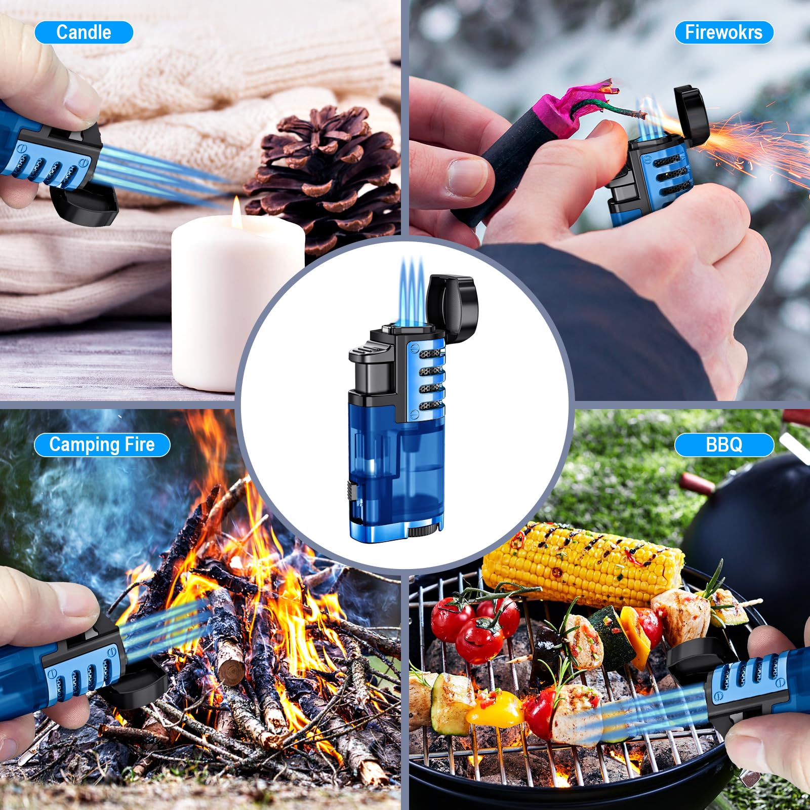 Snapklik.com : Cigar Lighter Torch Lighter Butane Refillable Triple Jet ...