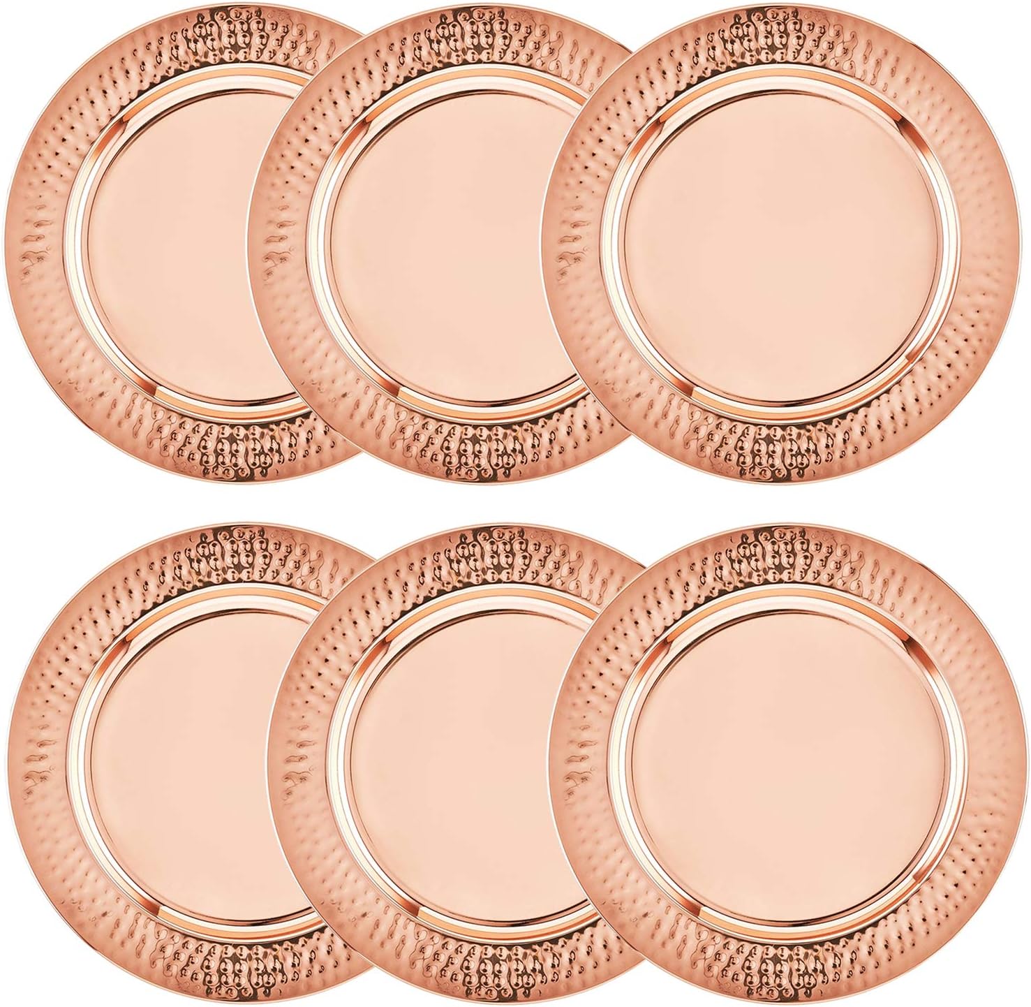 Amazon.com | Colleta Home Copper Charger Plates - 6 Pack - 13 inch Rose ...