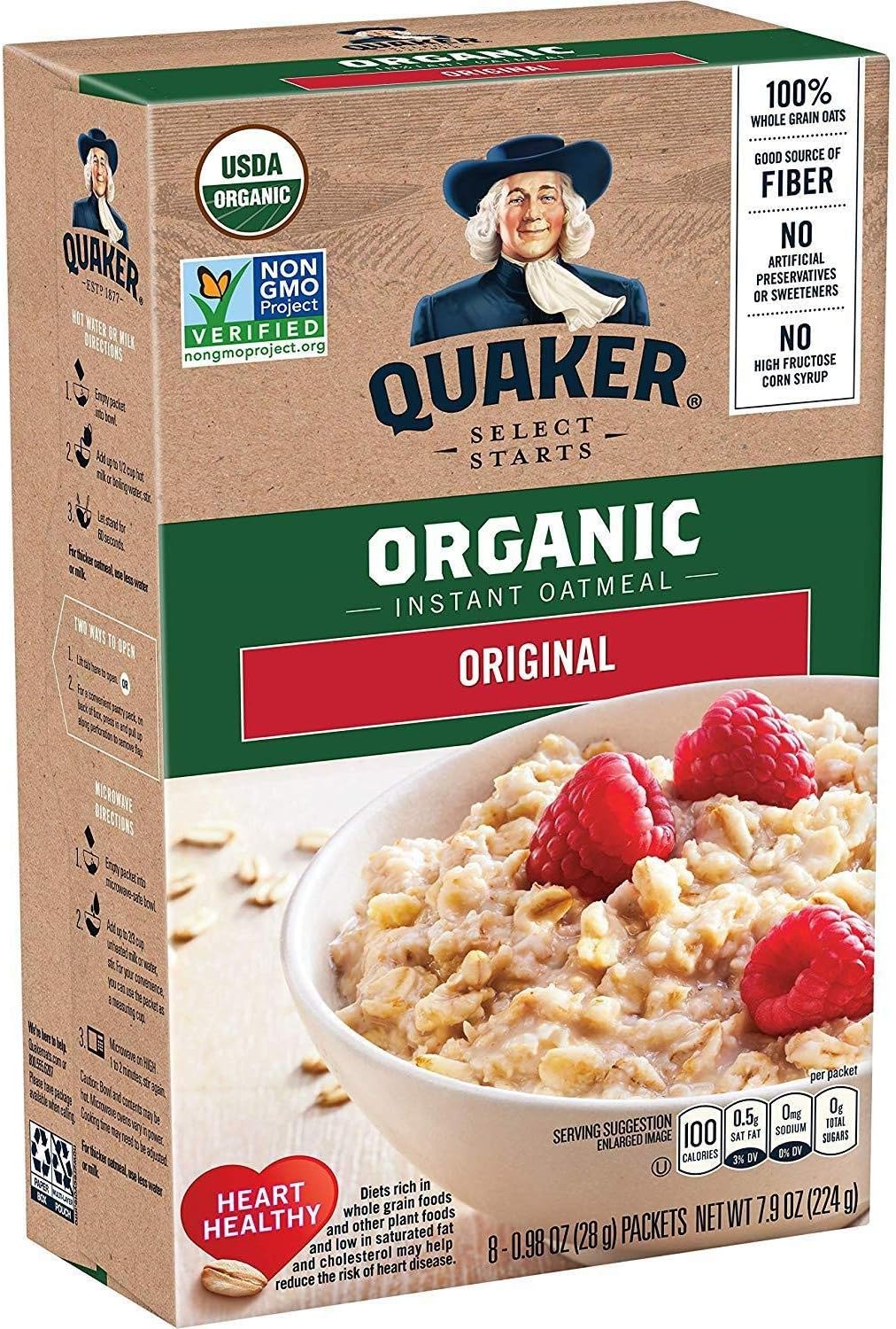Amazon.com: Quaker Instant Oatmeal, USDA Organic, Non-GMO Project ...