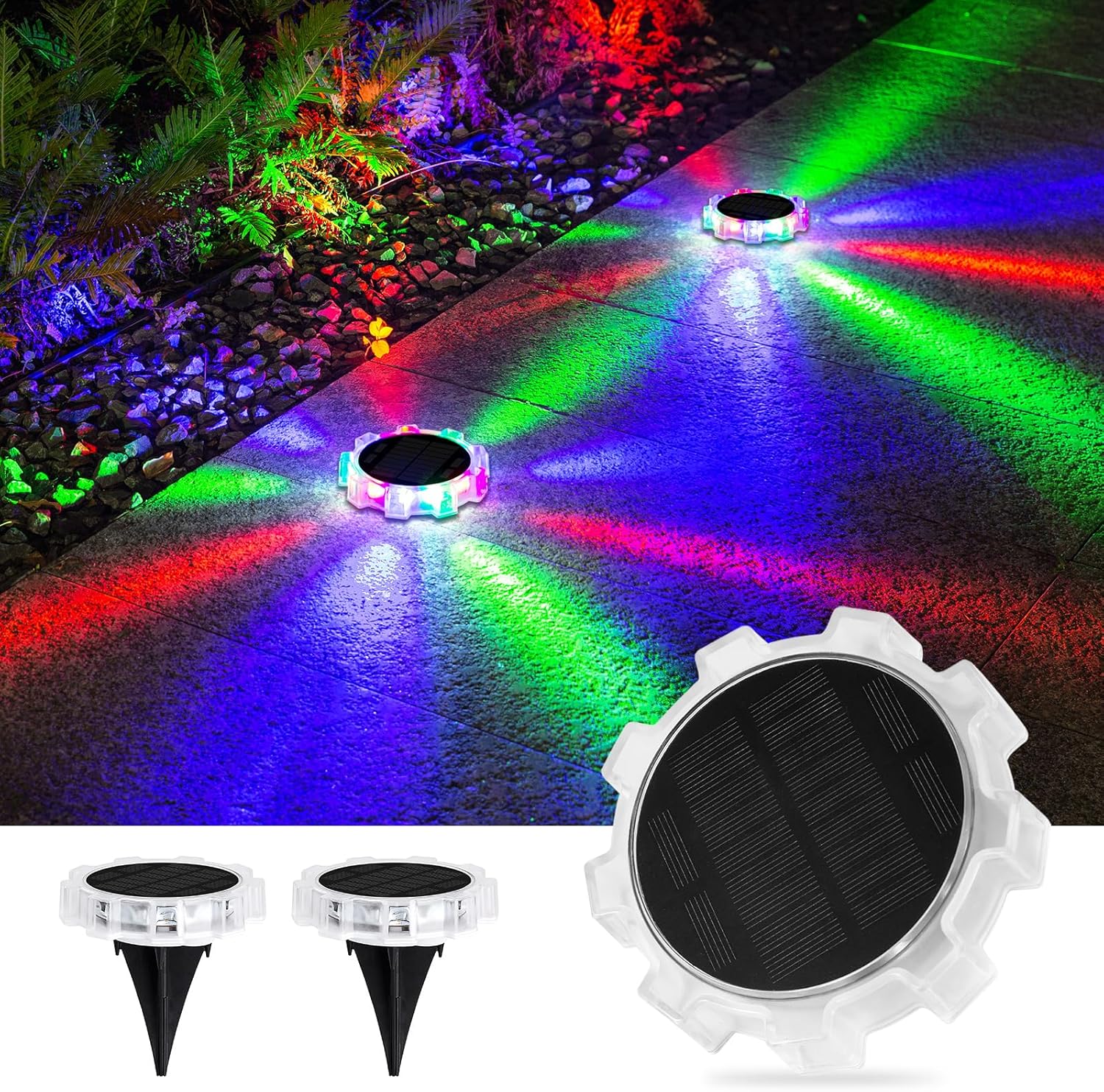 Tpyag Solar Ground Lights Outdoor, 2 Pack Solar Ground Lights ...