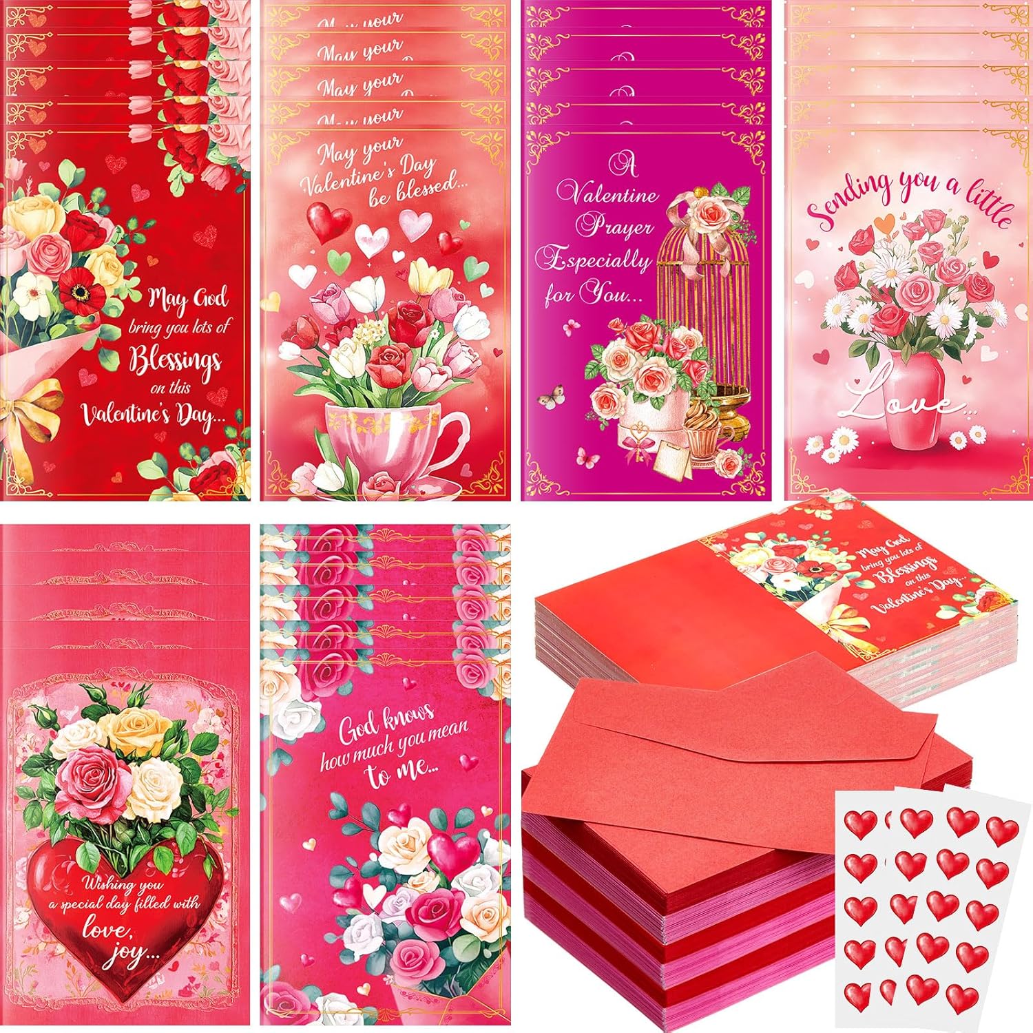 Amazon.com : Motiskyy 120 Pcs Religious Valentines Day Cards with ...