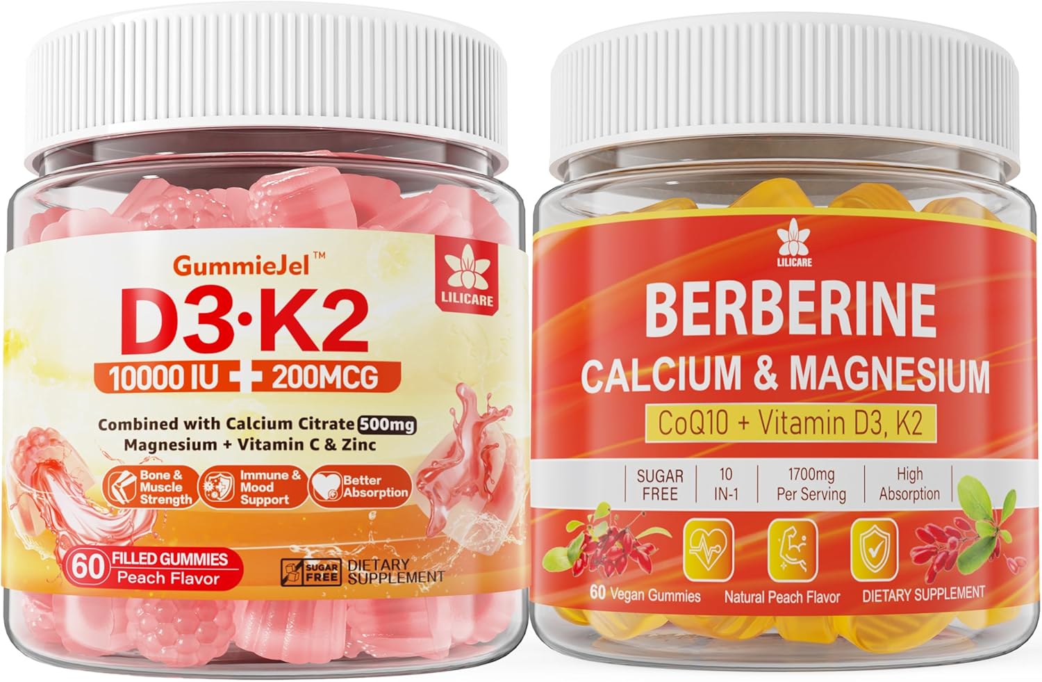Amazon.com: LILICARE Sugar-Free Vitamin D3 K2 Gummies with Calcium ...