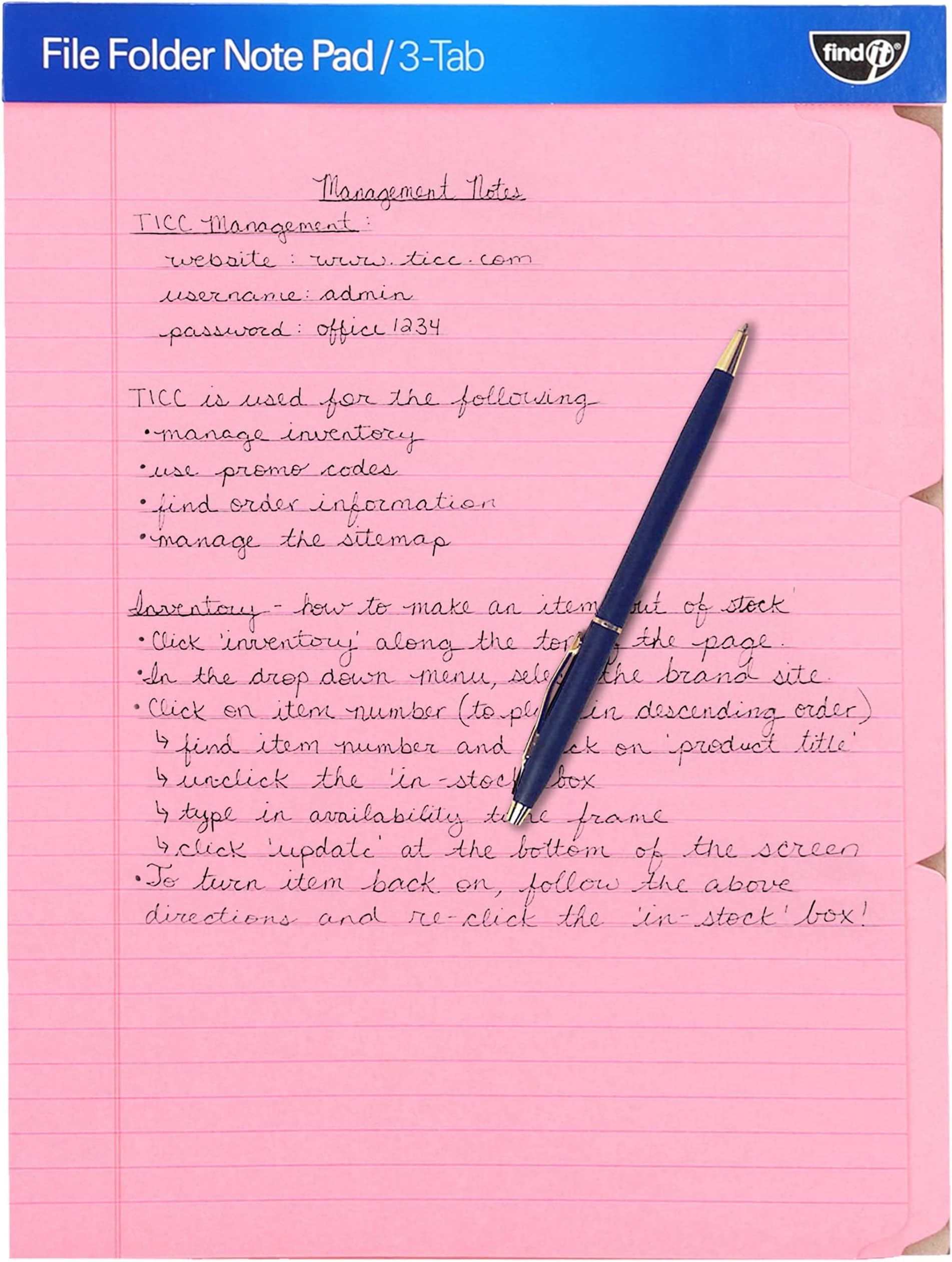 Amazon.com : Find It File Folder Notepad - Pack of 36-9.5 x 12.5 Inch ...