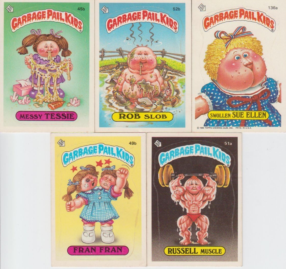 1985 Topps Garbage Pail Kids 5 Card Lot Messy Tessie #45b,49b,51a,52b ...