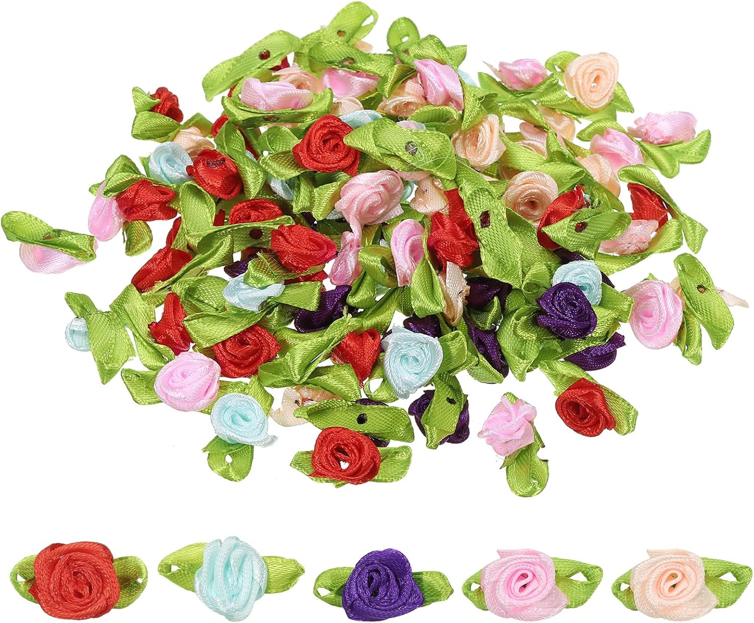 Amazon.com: PATIKIL Mini Ribbon Roses, 100 Pcs Tiny Satin Fabric ...