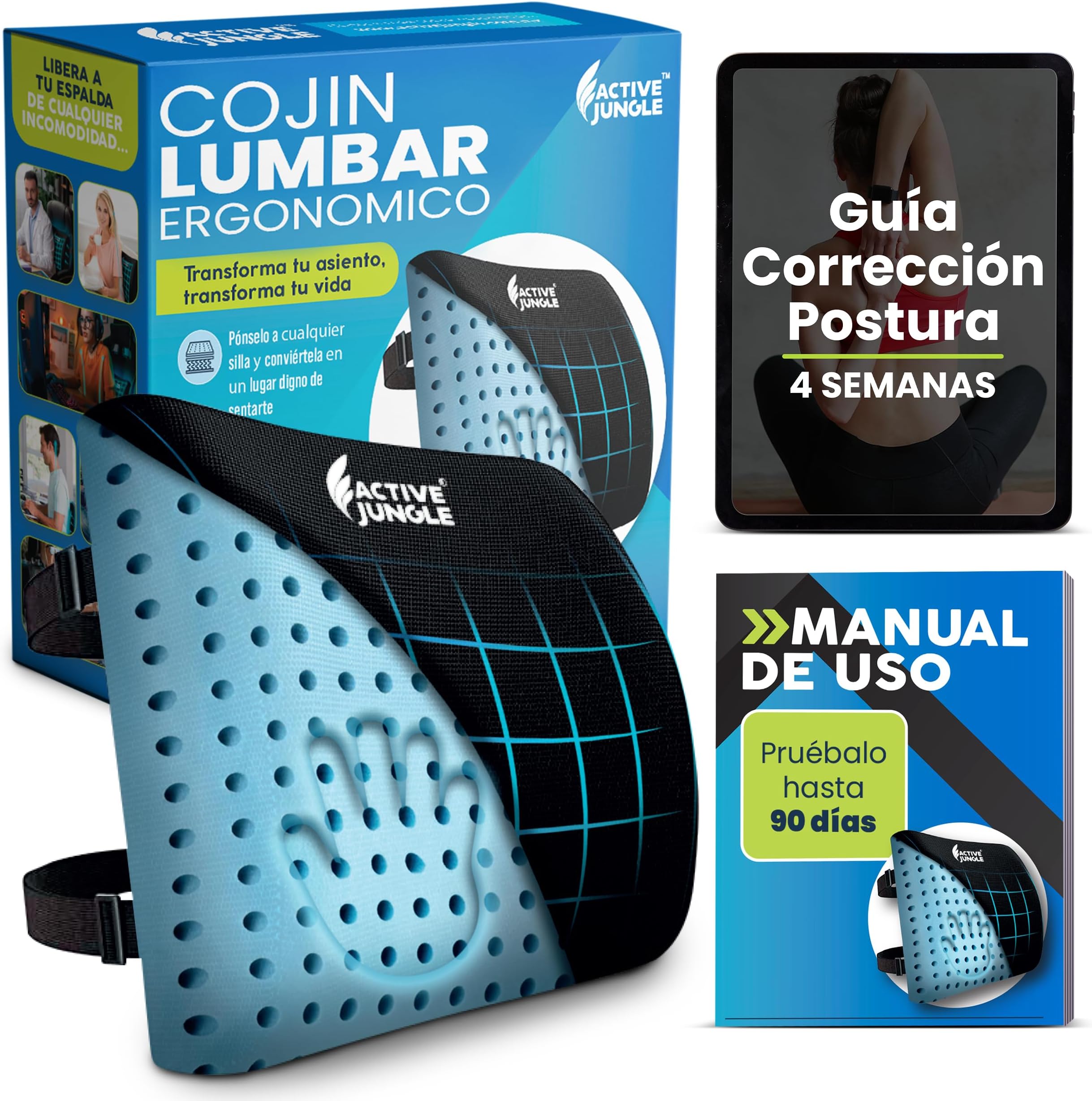 Active Jungle Cojín Respaldo Lumbar | Soporte Lumbar Ortopédico de ...