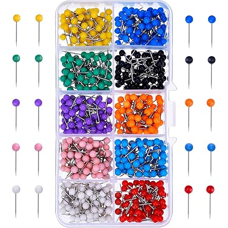 Amazon.com: 500 Pieces Map Push Pins Map Tacks Plastic Round Head Tacks ...