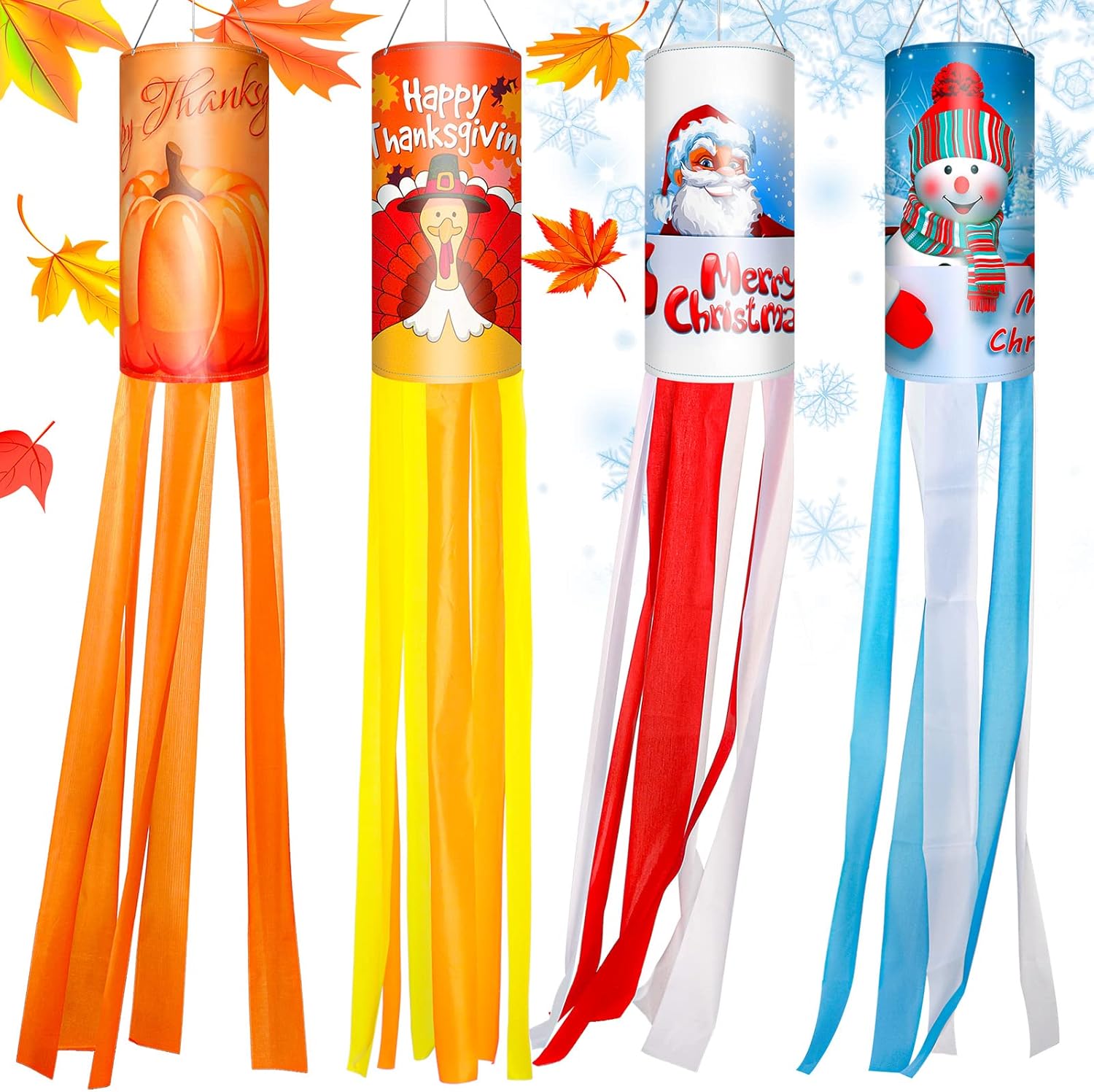 Amazon.com: 4 Pcs Thanksgiving Fall Windsocks Turkey Pumpkin Maple Leaf ...