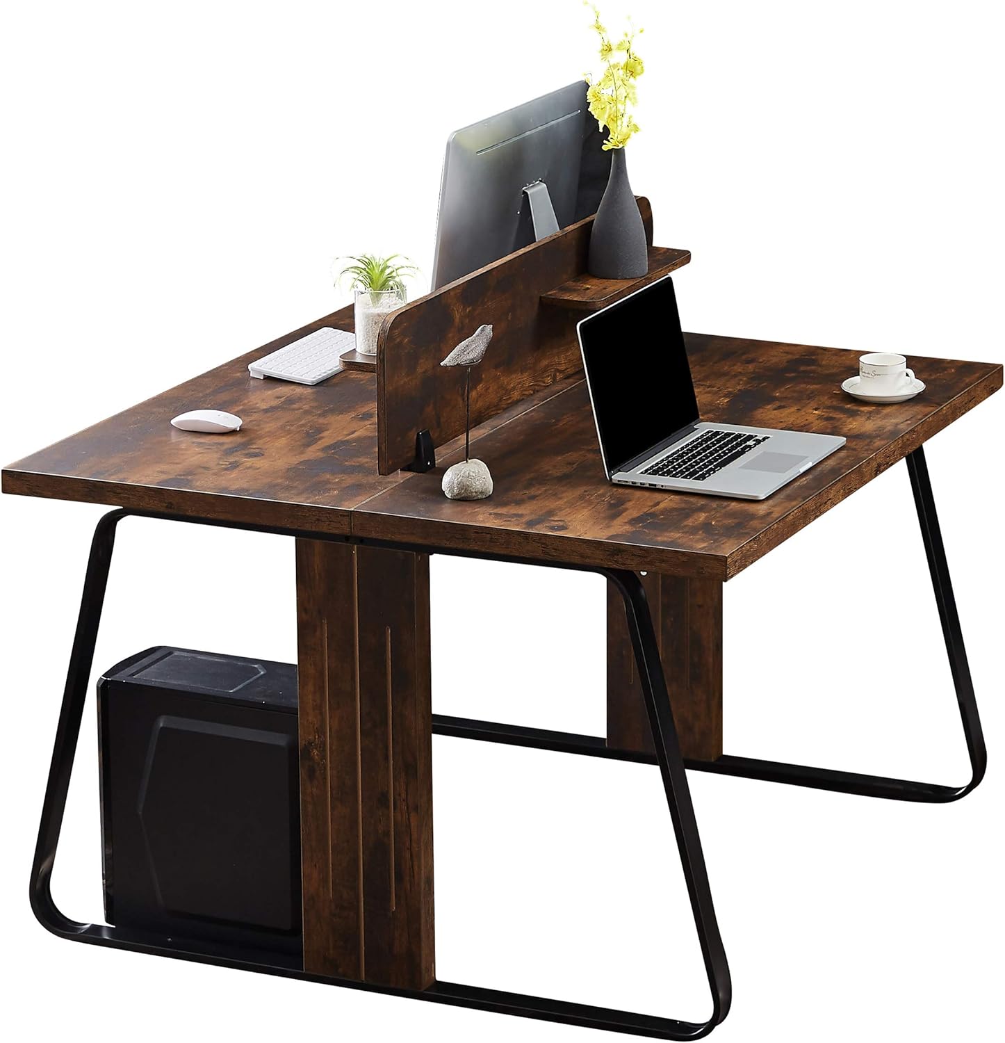 Amazon.com: EDSLRS 47 Inch Double Office Computer Desk, Solid Wood ...