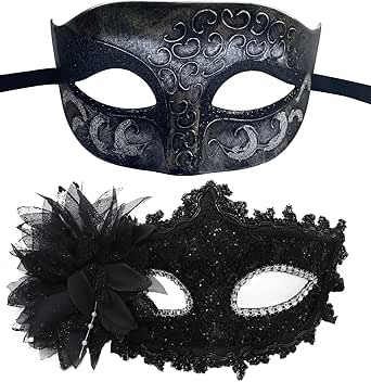 Amazon.com: ZbFwmx 2 Pack Couple's Masquerade Mask Set Venetian of ...