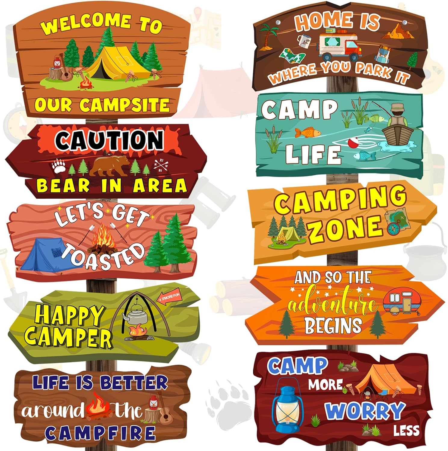 Amazon.com : Camping Party Sign -20 pcs Camping Themed Party ...