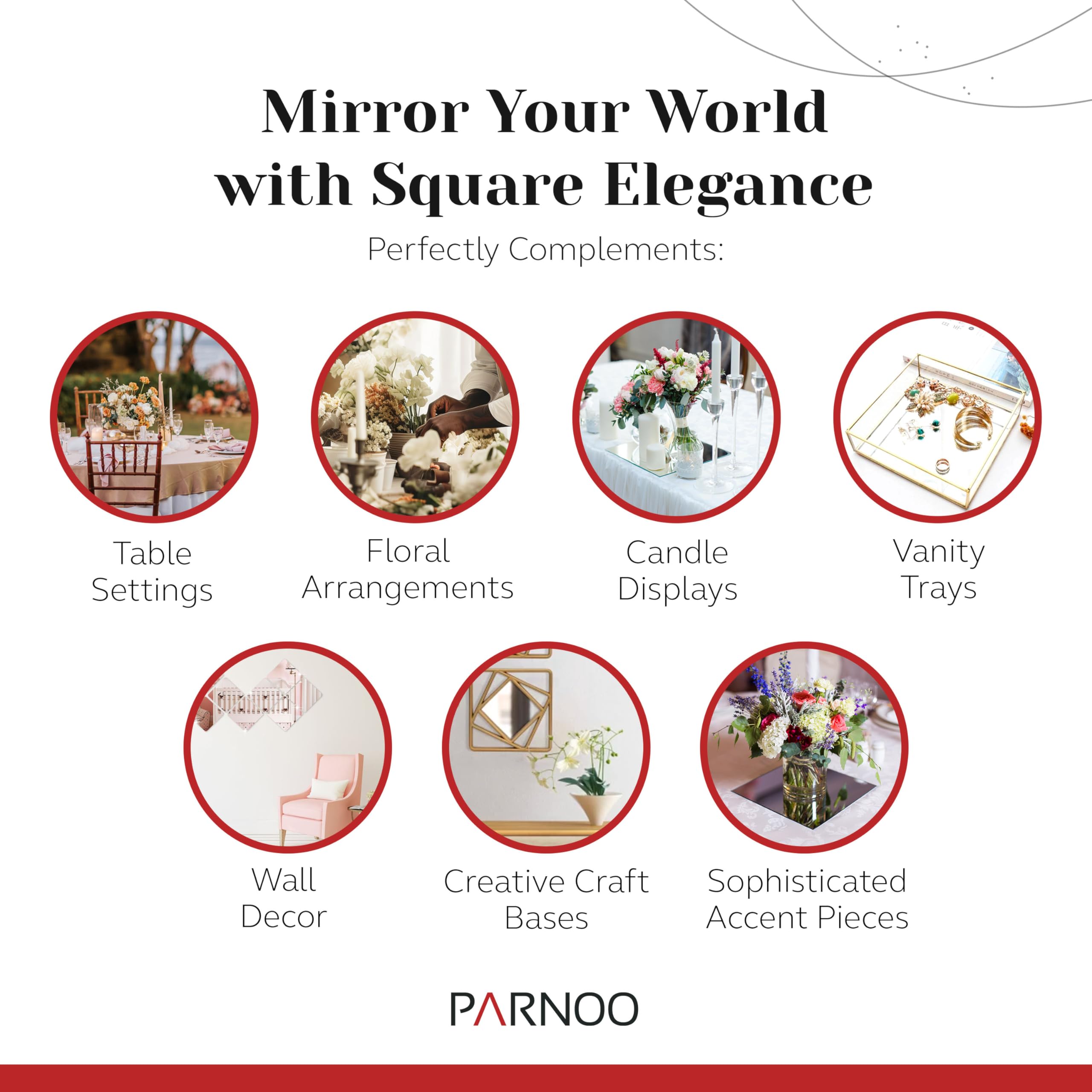 Snapklik.com : 12 Inch Square Mirror Plate, Set Of 12-1.5mm Thick Glass ...