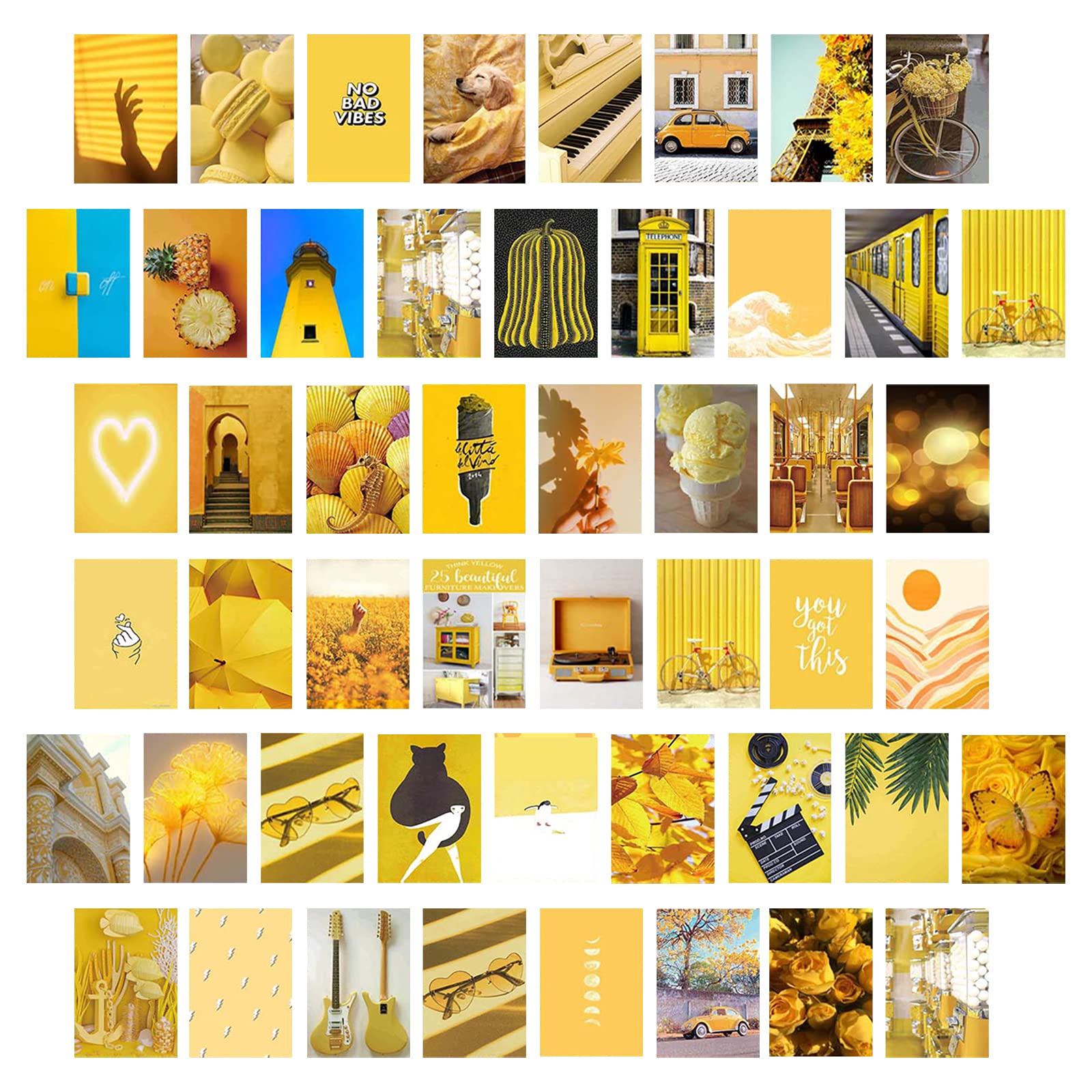 50pcs Yellow Wall Collage Kit Aesthetic Pictures Kalyloc Cute Scenery ...