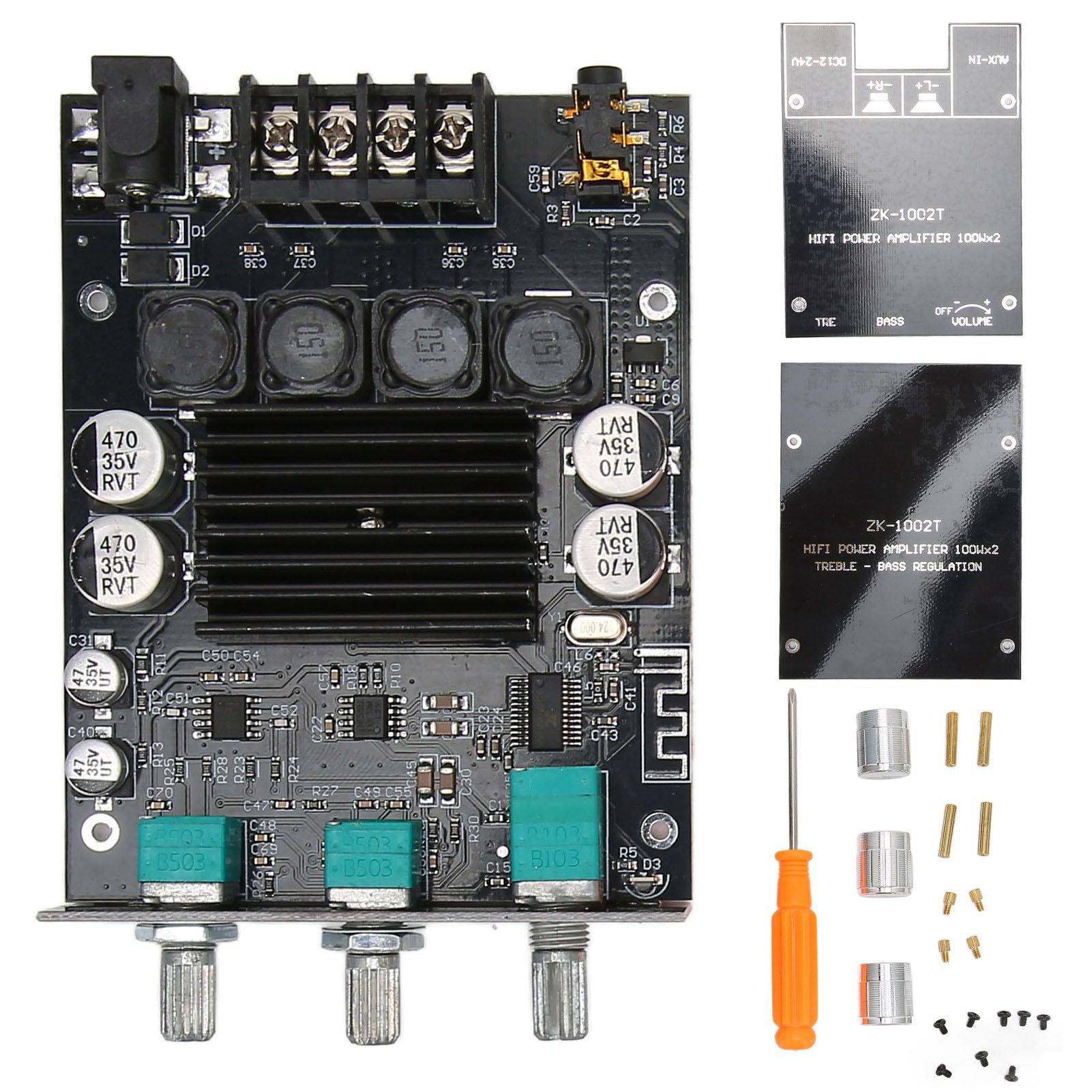 ZK-1002T BluetoothH 5.0 Amplifier Board, 2x100W Dual Channel HiFi ...