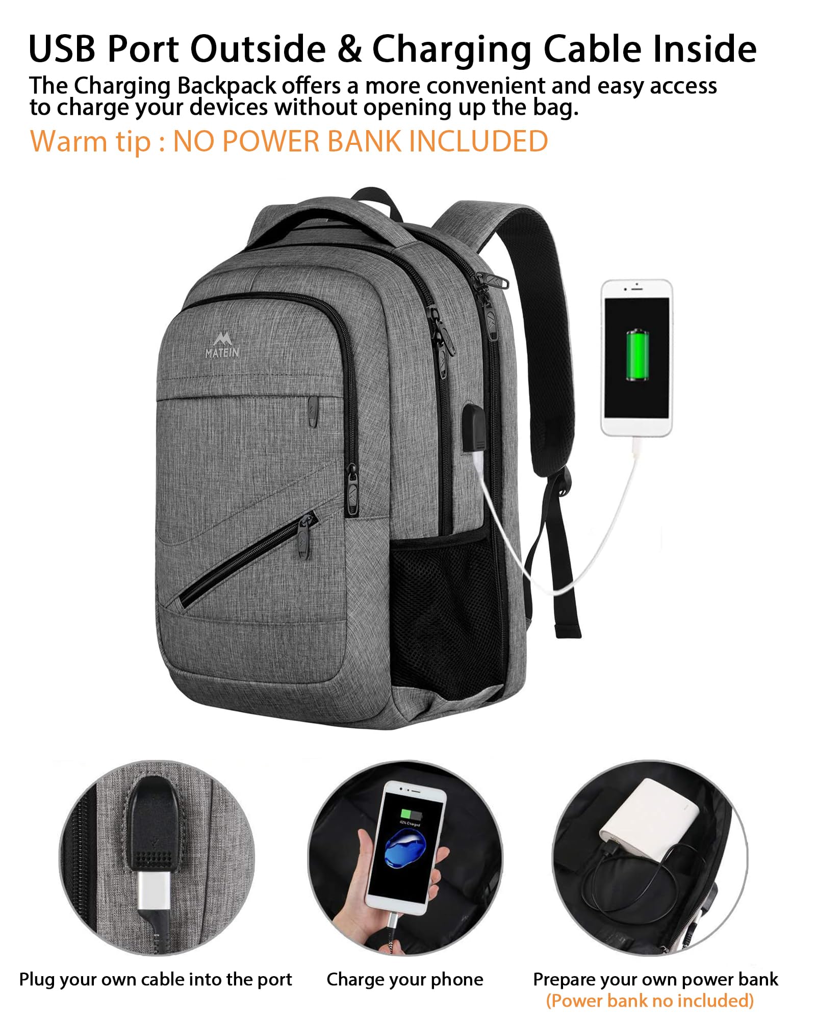 MATEIN 18 Inch Laptop Backpack, Extra Large Travel Backpack with ...