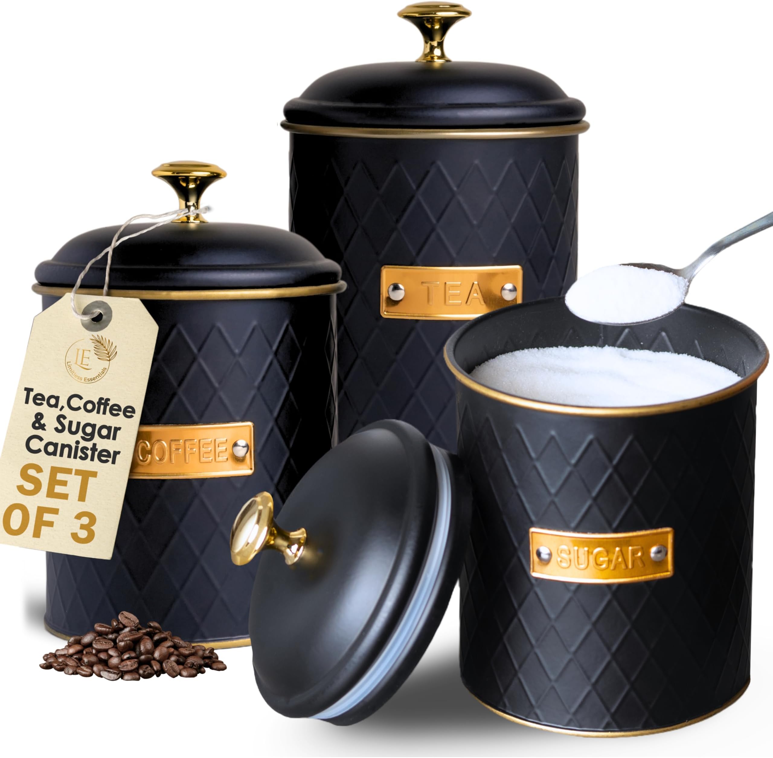 Swan SWKA1020CN Retro Kitchen Storage Canisters, Set of 3, Iron, 1 ...