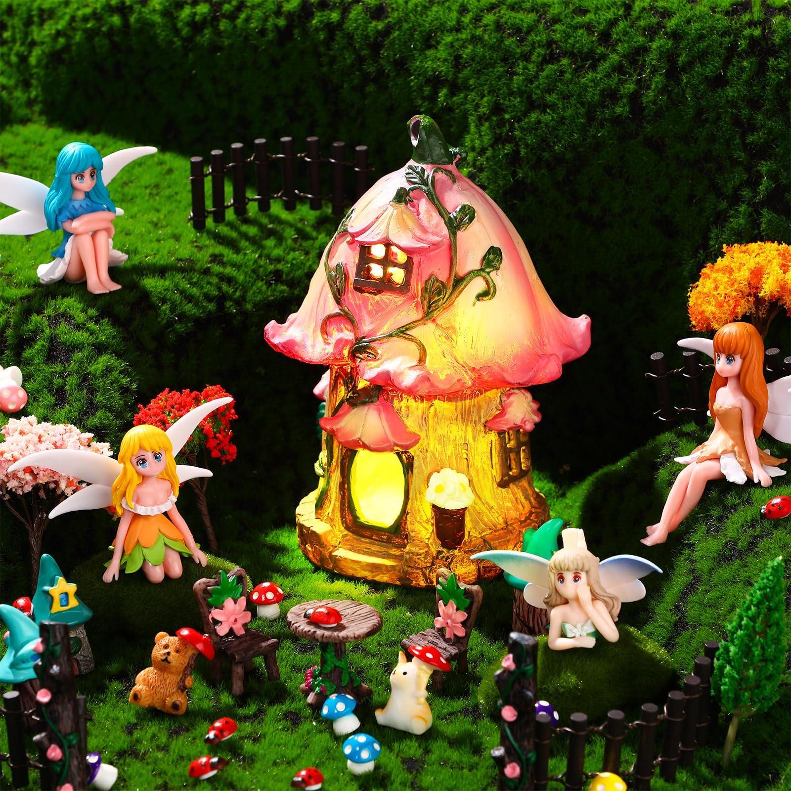 Amazon.com: 93 Pcs Fairy Garden House Resin Accessories Fairy Elves Kit ...