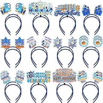 Amazon.com: Tigeen 24 Pcs Hanukkah Headband Boppers Chanukah Headband ...