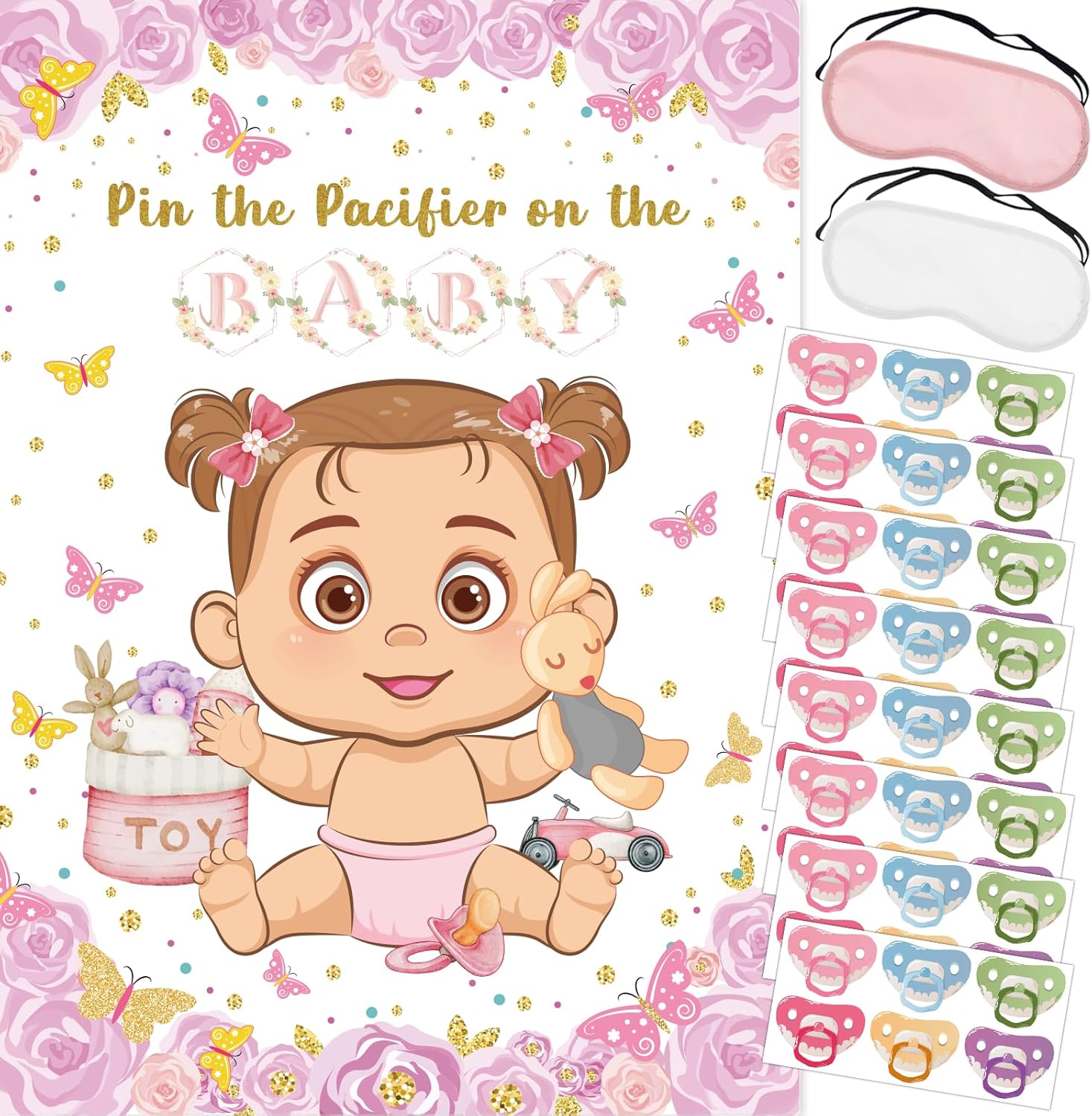 Amazon.com: Pin The Pacifier On The Baby Game, Pink Baby Shower ...