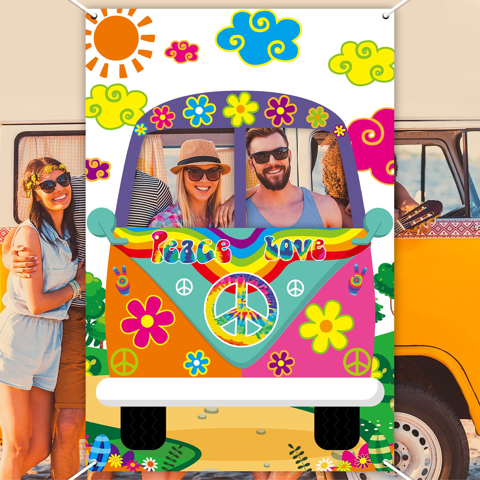 Snapklik.com : 60s Hippie Bus Photo Prop 60s Party Decorations Large ...