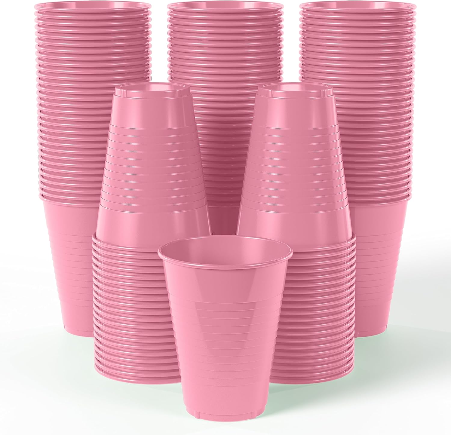 Amazon.com: Exquisite Pink Disposable Plastic Cups - 100 Pack 12 Oz ...