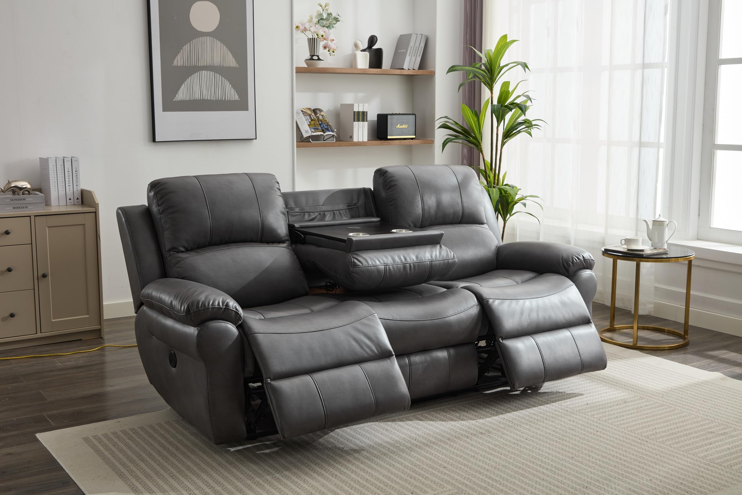 Amazon.com: FANYE Breathable Leather Upholstered Power Motion 3 Seaters ...