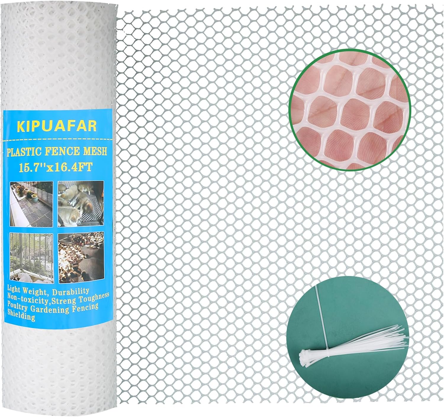 Pet Proof Barrier Net, White Plastic Chicken Wire Mesh Fencing 15.7IN x ...