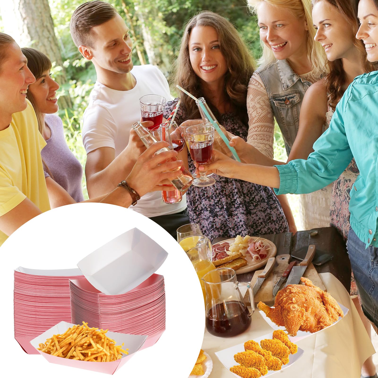 Snapklik.com : 100Packs 2Lb Paper Food Trays Boat Trays, Disposable ...