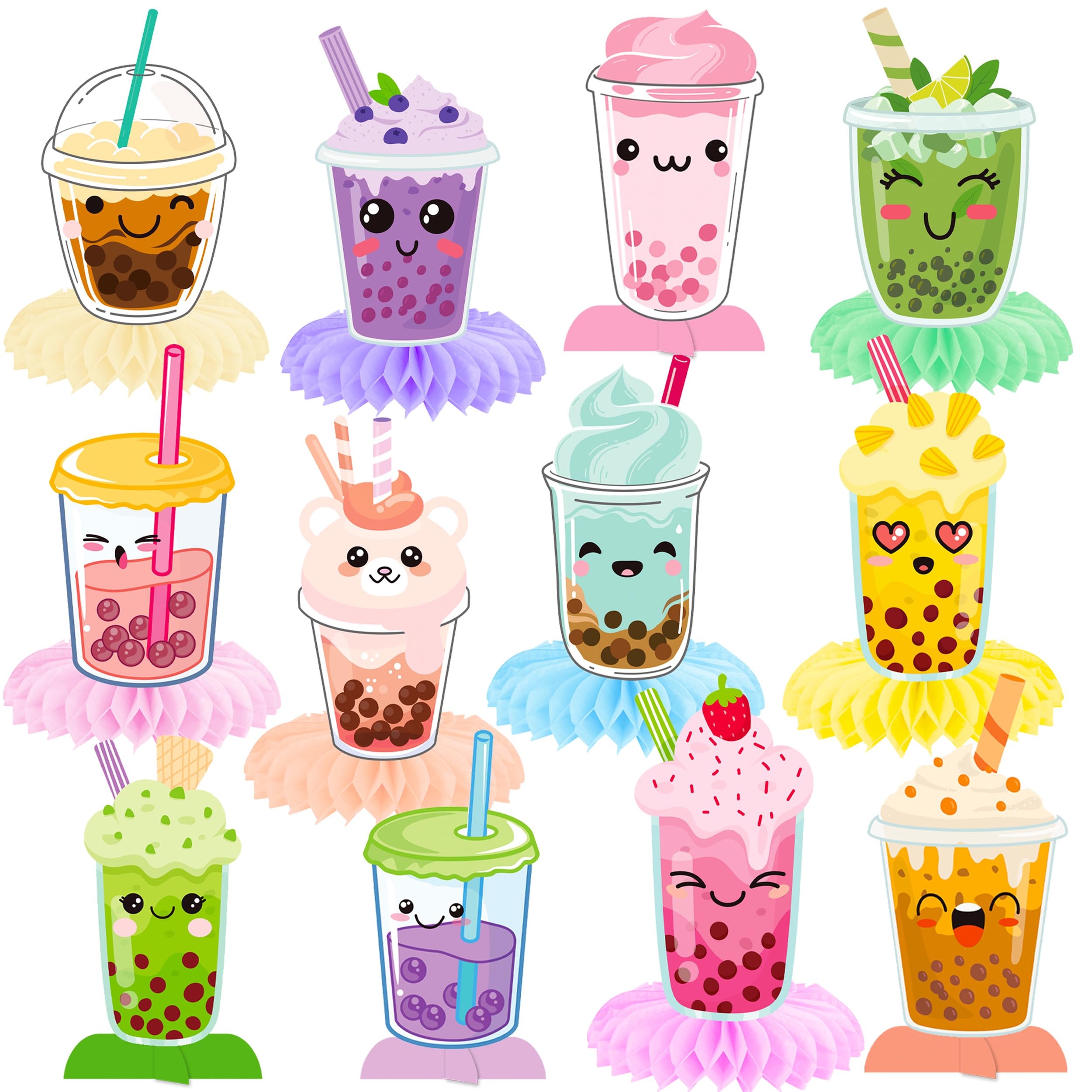 Amazon.com: Bubble Tea Party Honeycomb Centerpieces Boba Tea Themed ...