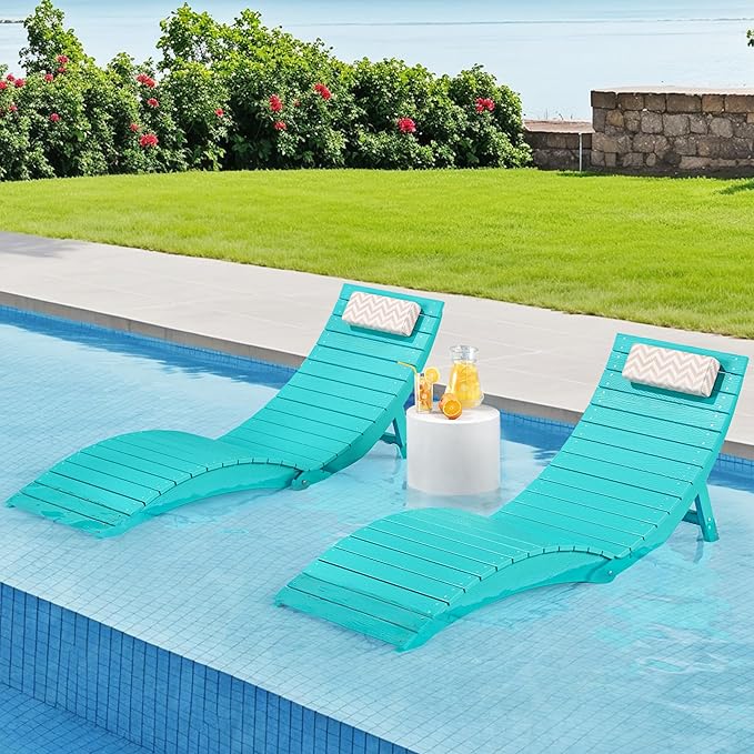 Amazon.com : Homenjoy Folding Pool Lounge Chairs, Pre-Assembled HDPS ...