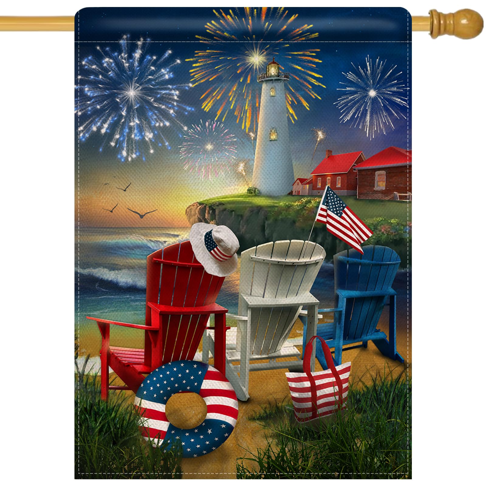 Amazon.com : Artofy 4th of July Beach Chairs Patriotic Large Decorative ...