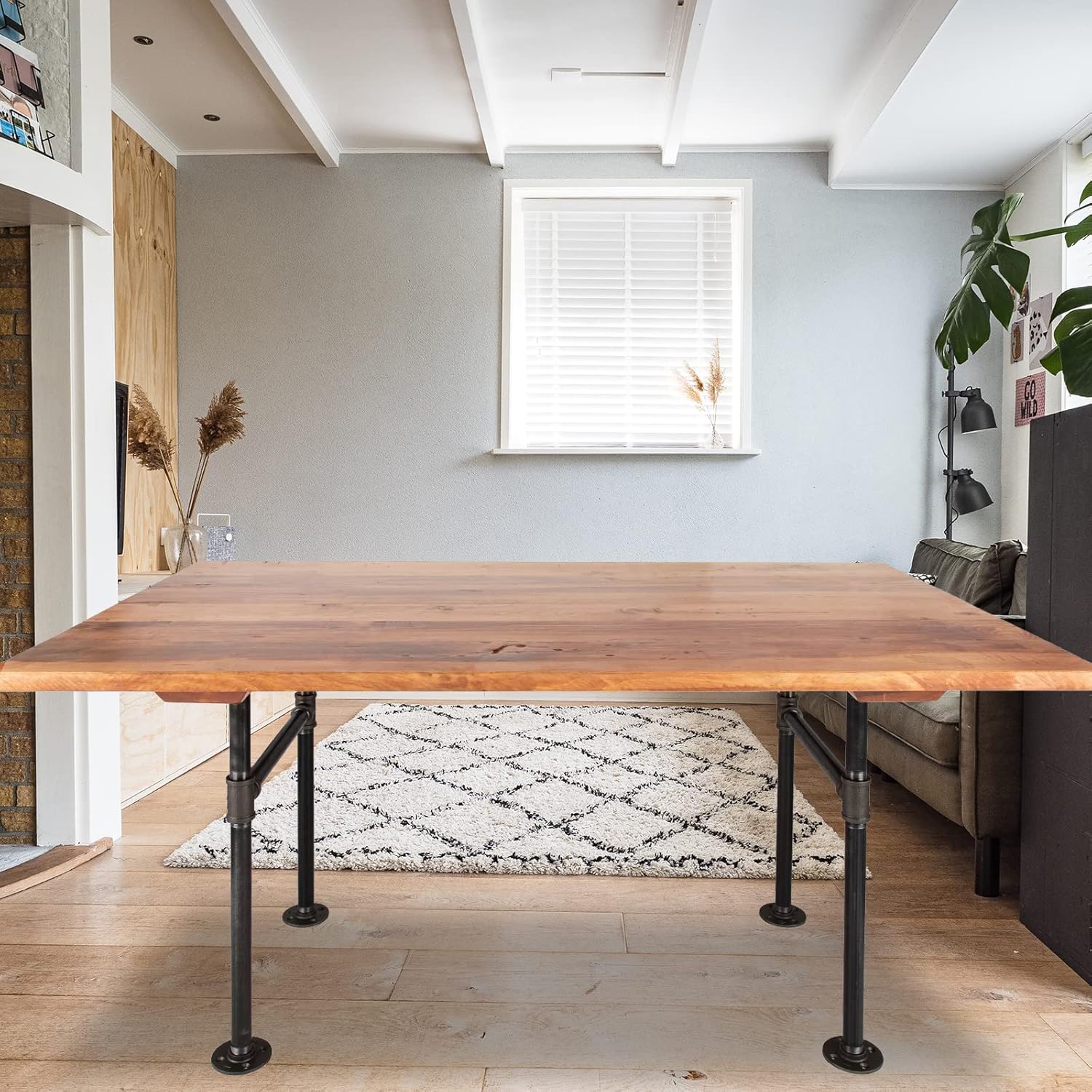 Buy 38 Inch Industrial Pipe Table Leg Set H-Shape Iron Base LegsCoffee ...