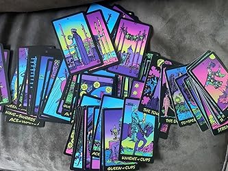 Amazon.com: Jrskvaro Colorful Neon Tarot Cards Deck with Guidebook ...
