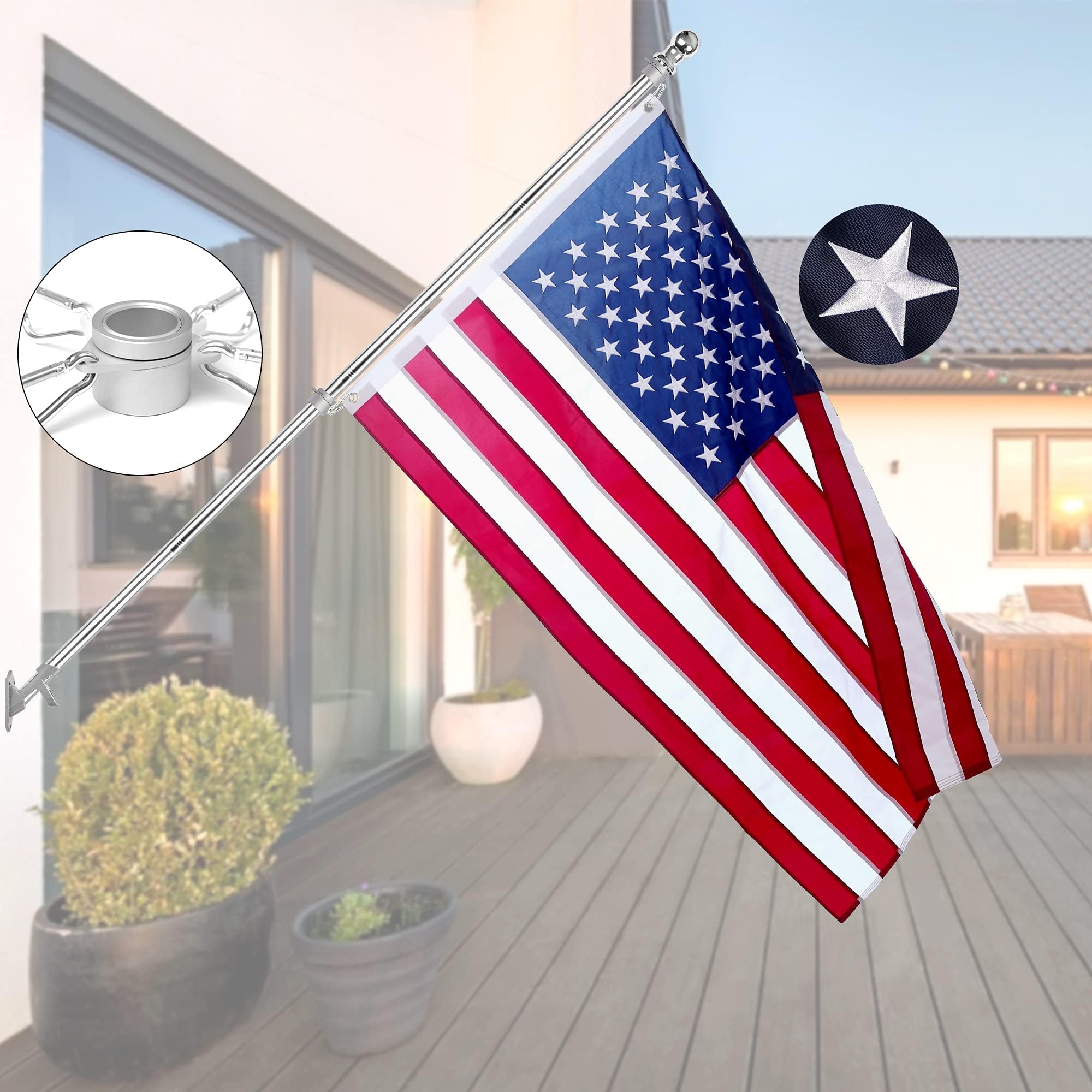 Amazon.com : American flag and pole kit set: Includes a 3x5 ft US flag ...