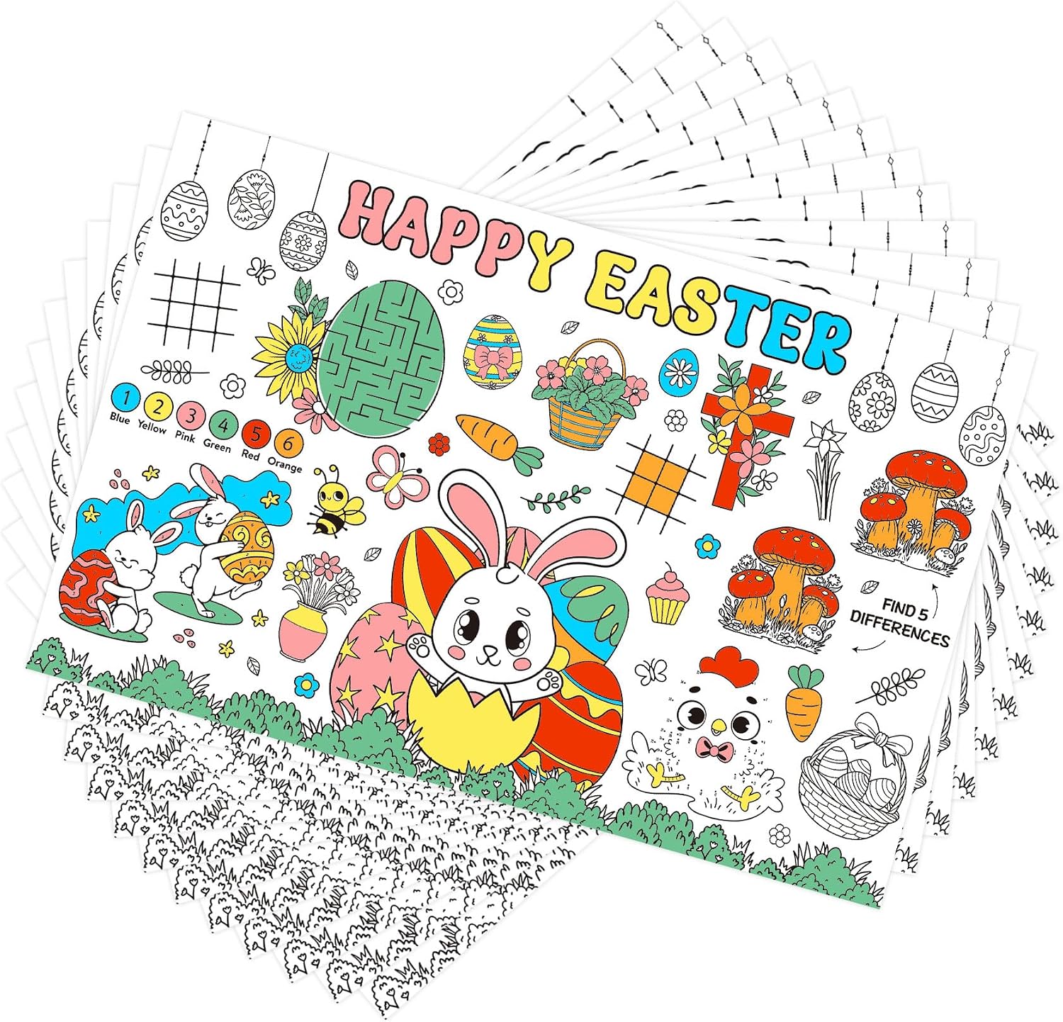 Amazon.com: RGHSZ 12 Pack-11”x 17” Easter Coloring Placemats Disposable ...