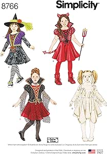 Amazon.com: Simplicity 8766 Girl's Halloween Costume Sewing Pattern, 4 ...