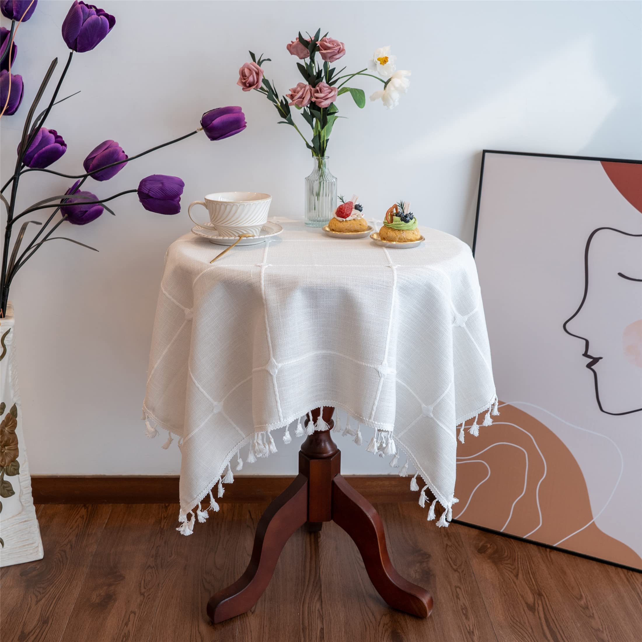 Amazon.com: Gernaice Rustic Embroidered Small Tablecloth Lattice Square ...