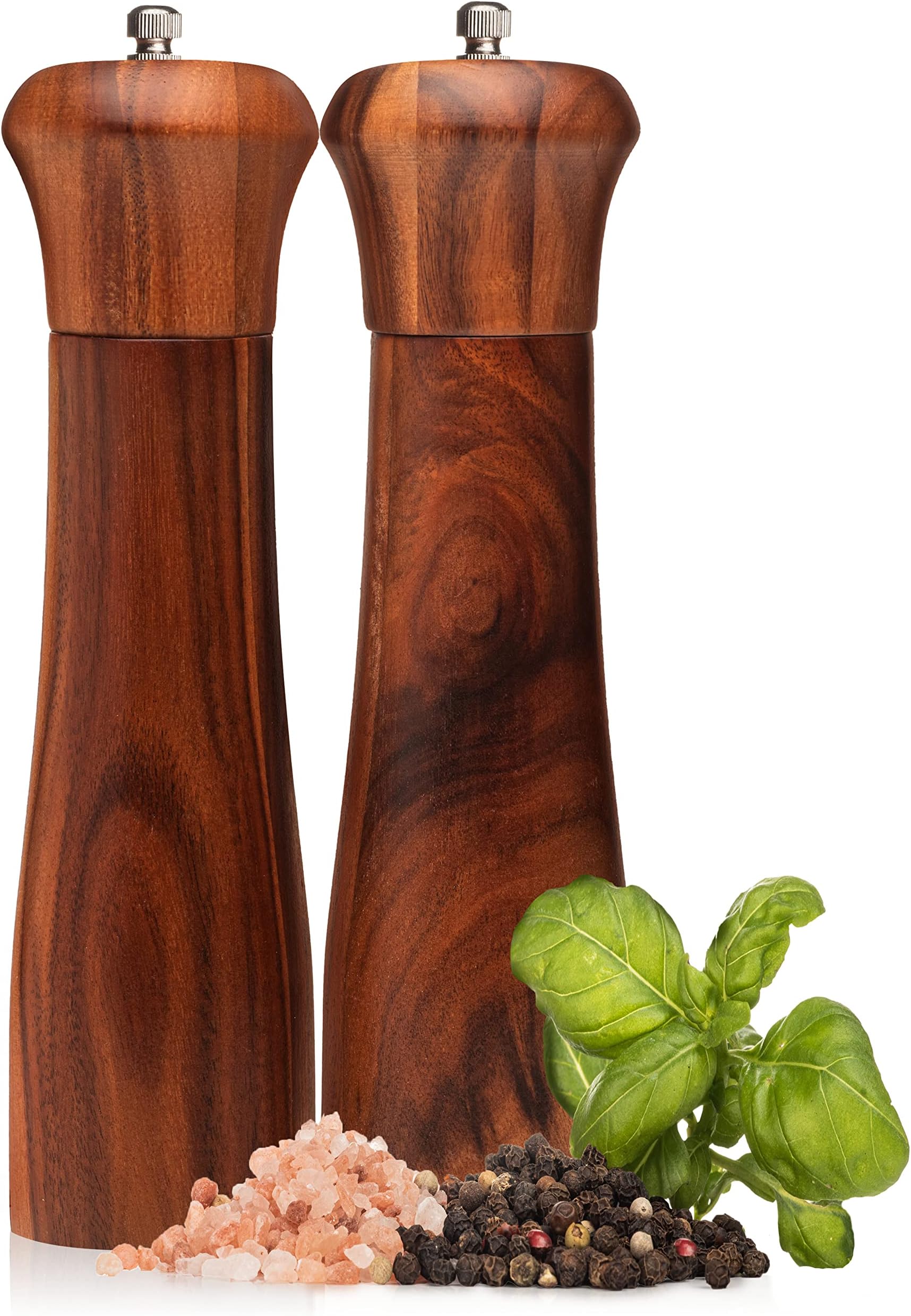 Amazon.com: Wooden Salt and Pepper Grinder Set, Sustainable Acacia Wood ...