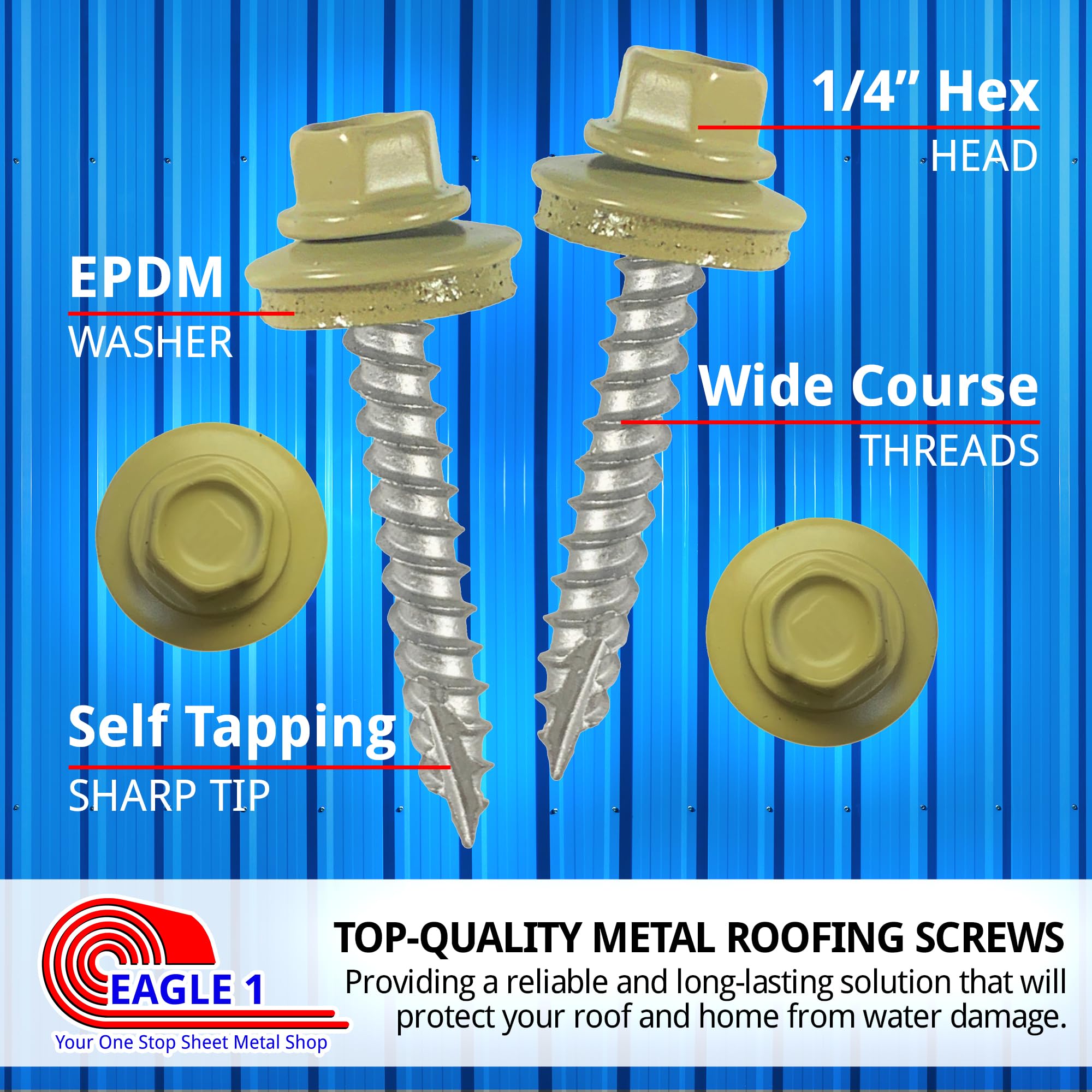 Roofing Screws EAGLE 1 Metal - #10, 1 Inch, With EPDM Washer & Free ...