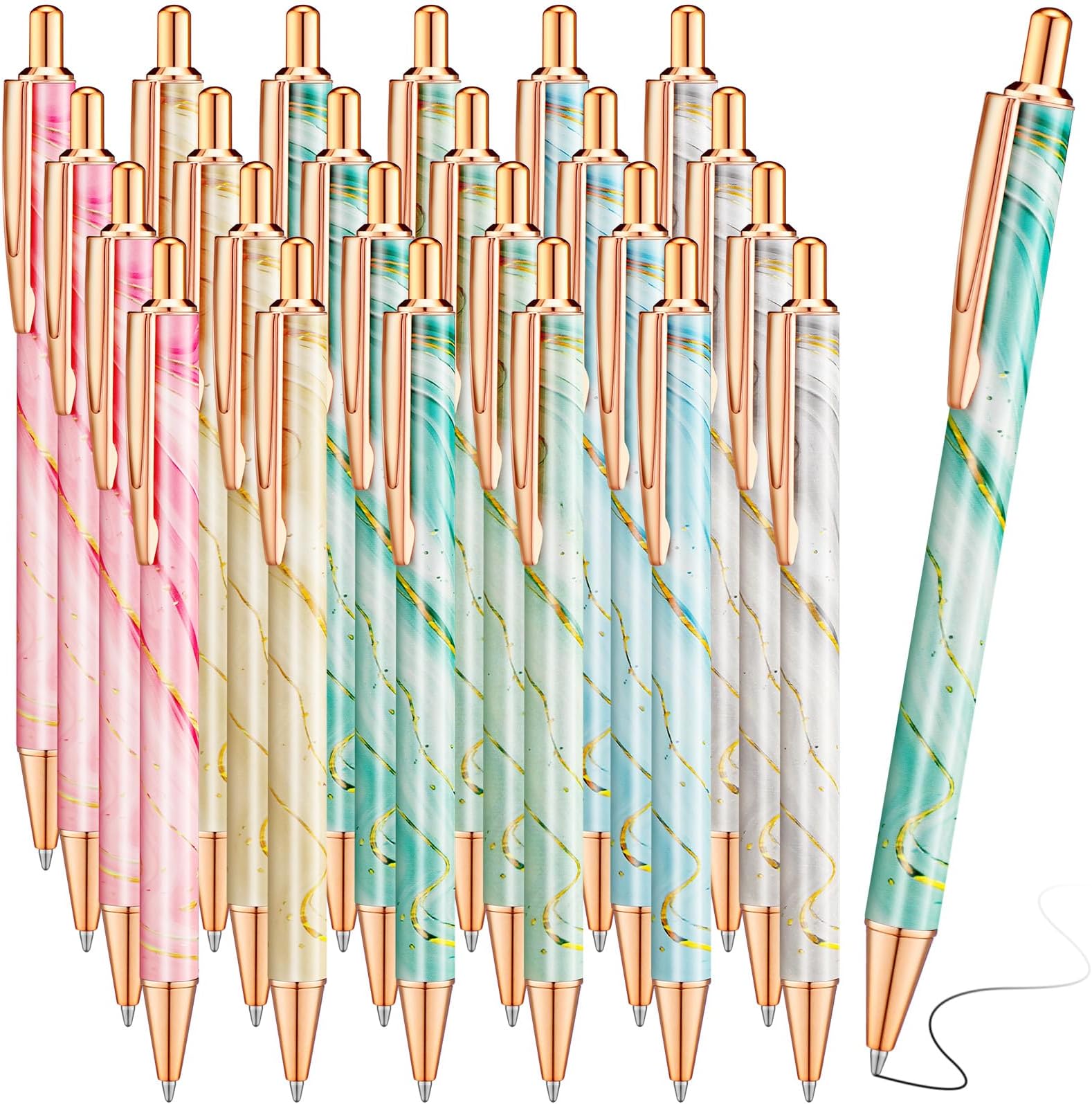 Amazon.com : Qilery 24 Cute Pens Pretty Ballpoint Pens Marble Pattern ...