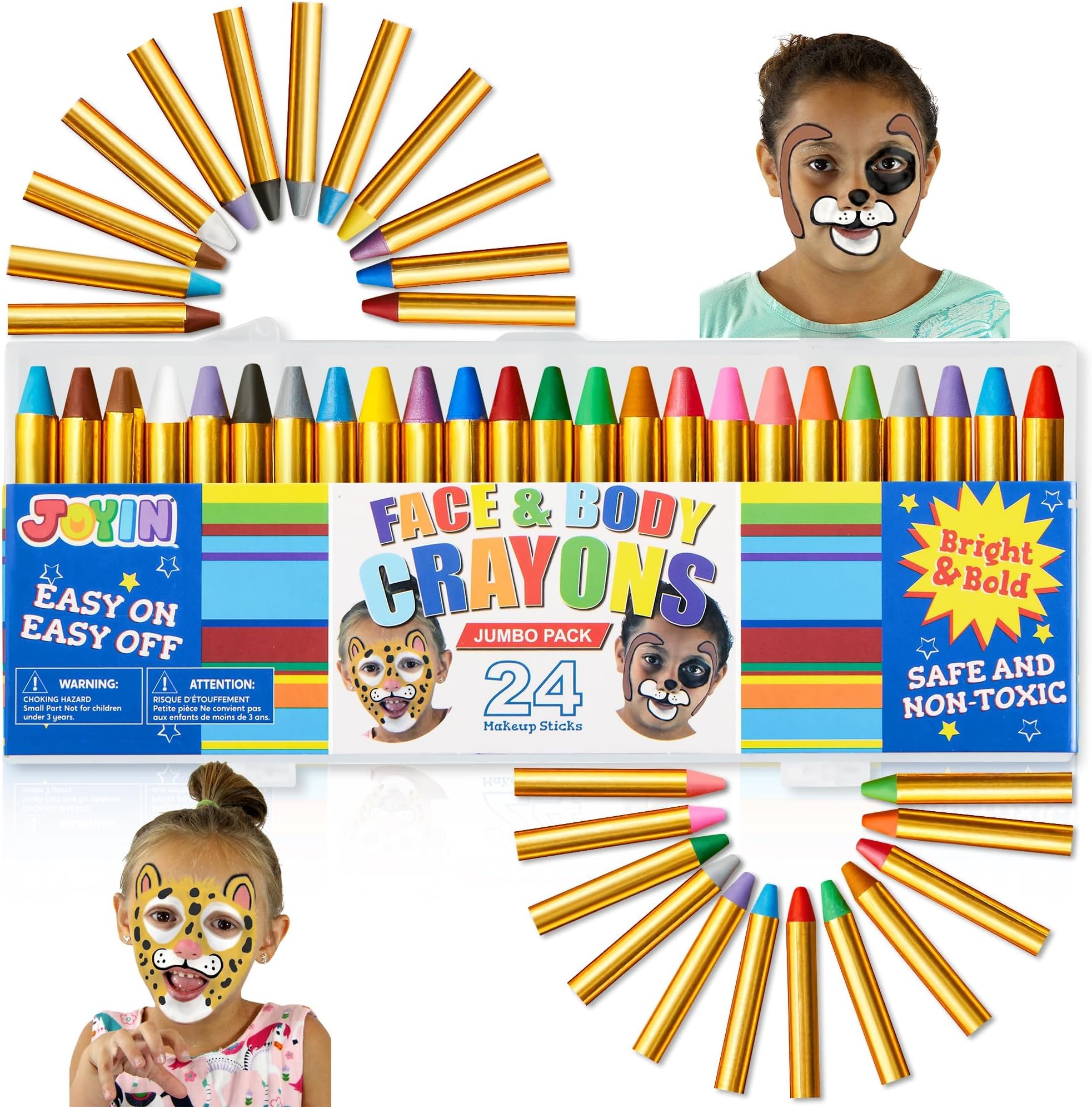 Amazon.com: Jim&Gloria Washable Face Paint with Stencils, 12 Large Face ...