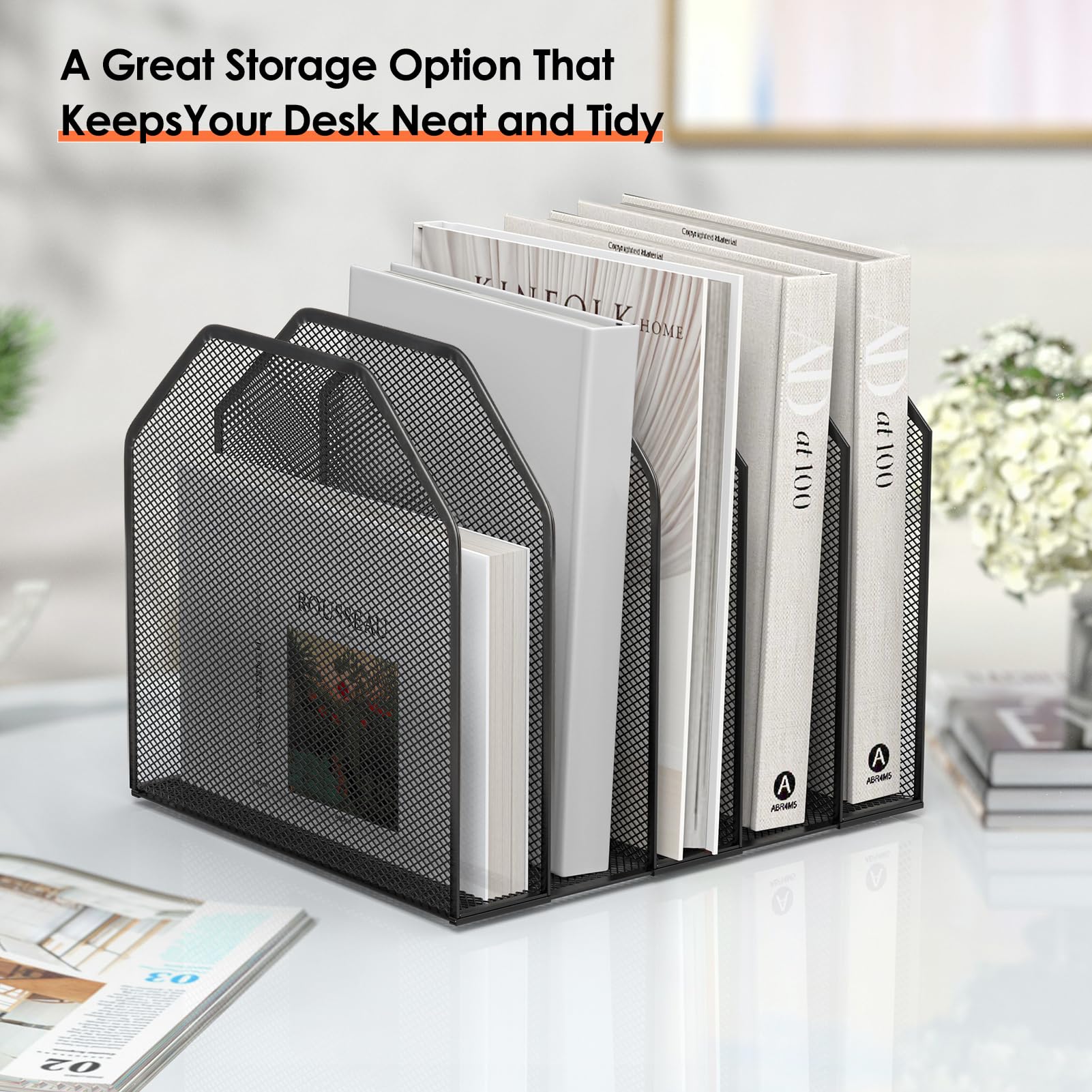 Snapklik.com : Desk File Organizer, Adjustable 5 Sections Upright ...