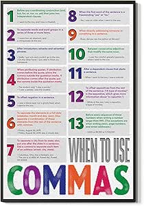 Amazon.com: When to Use Commas Punctuation Chart Language Arts ...