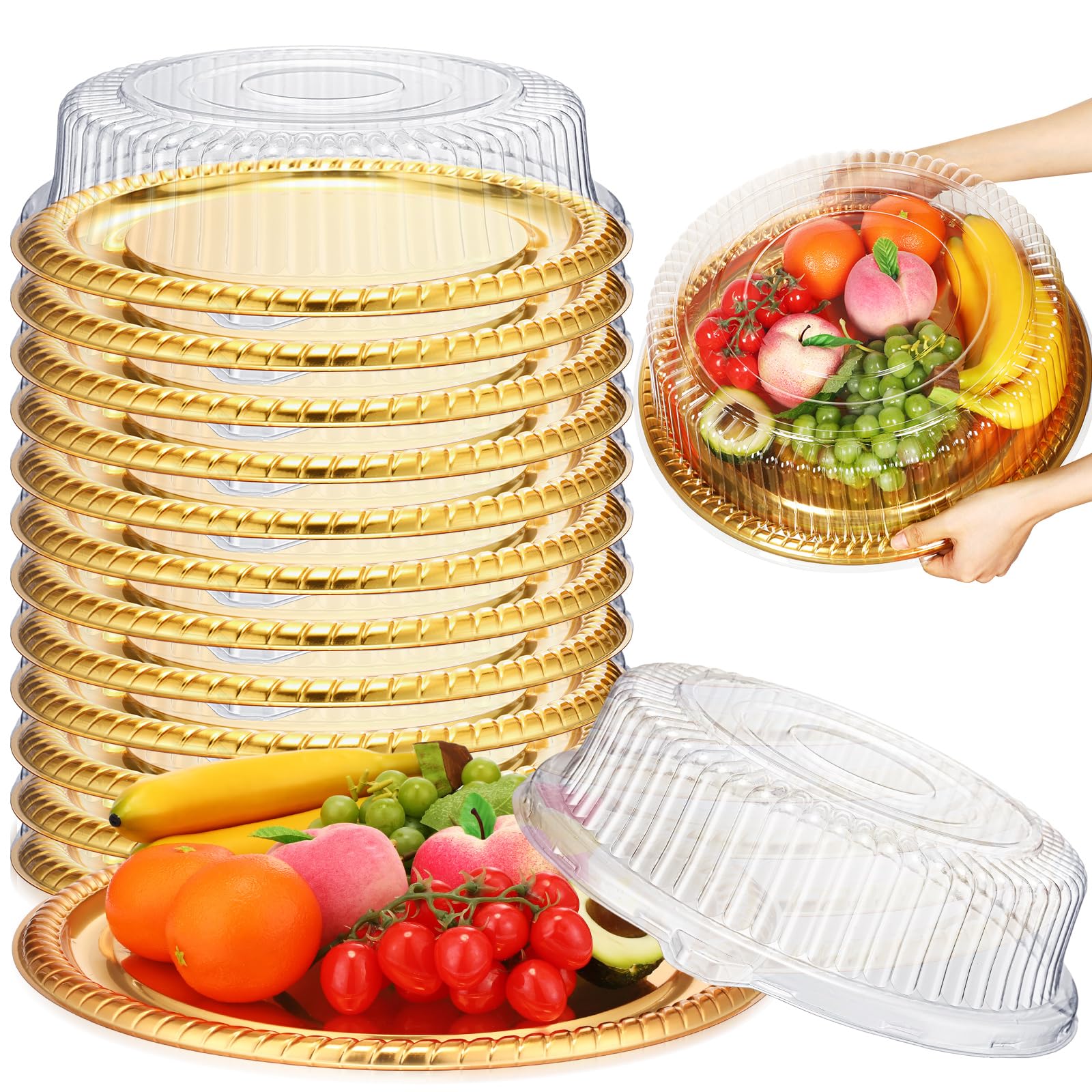 Nitial 12 Pcs Plastic Serving Tray with Lid Heavy Duty Elegant Platters ...